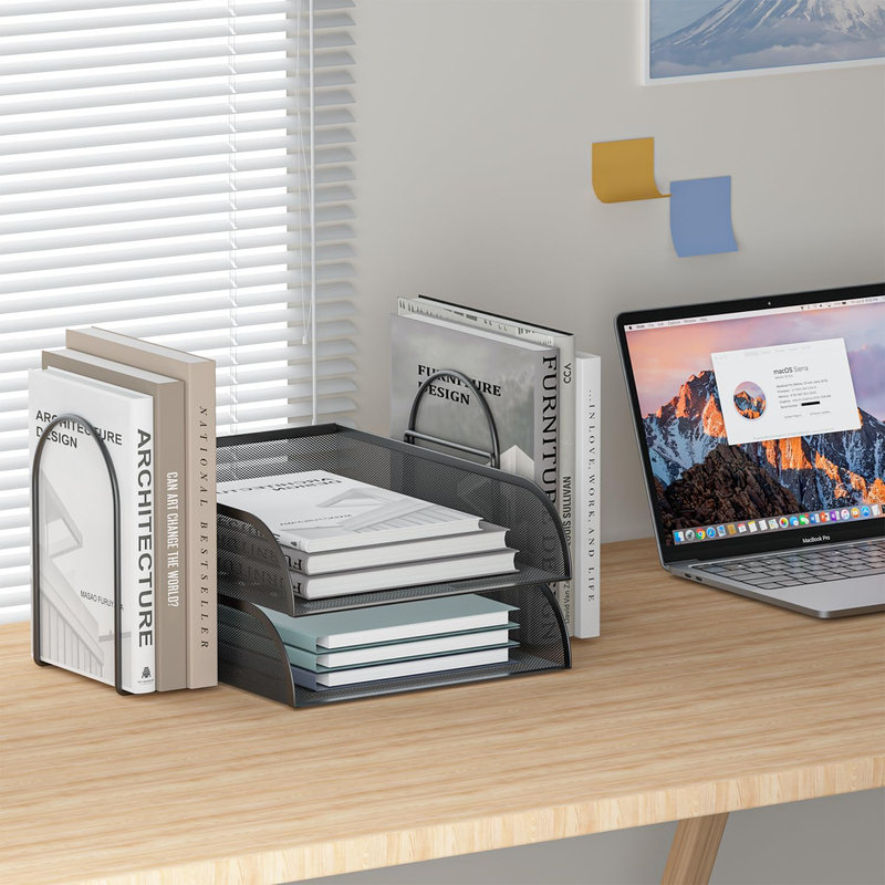 Inbox Zero Stackable Paper Letter Tray Organizer, 2 Tier Desk ...