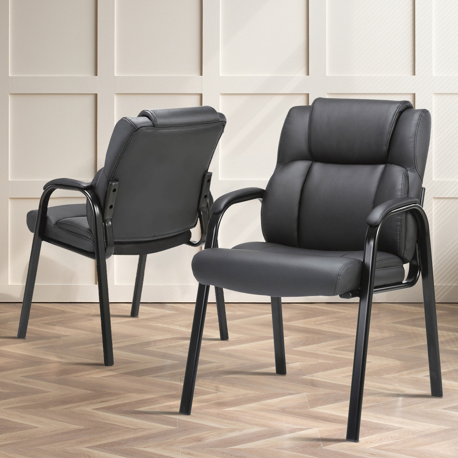 Corrigan Studio® Leather Guest Chair With Padded, Reception Meeting ...
