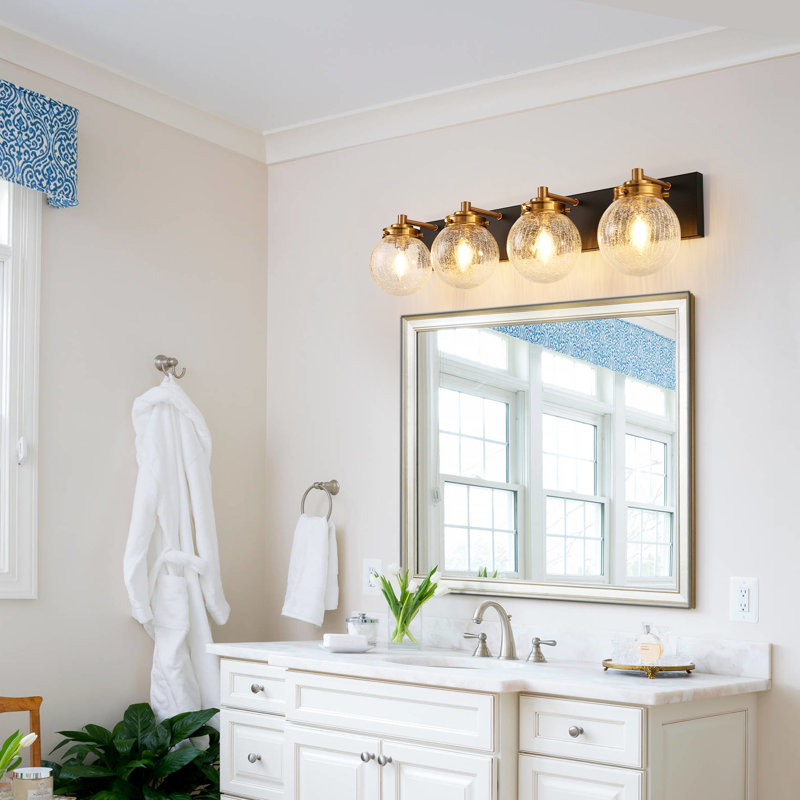 Ebern Designs Modern Sphere Crackle Glass Vanity Light | Wayfair