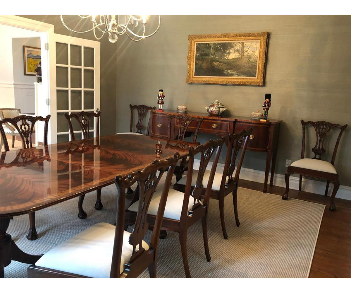 Leighton Hall Furniture Multi-Banded Mahogany Dining Table | Wayfair