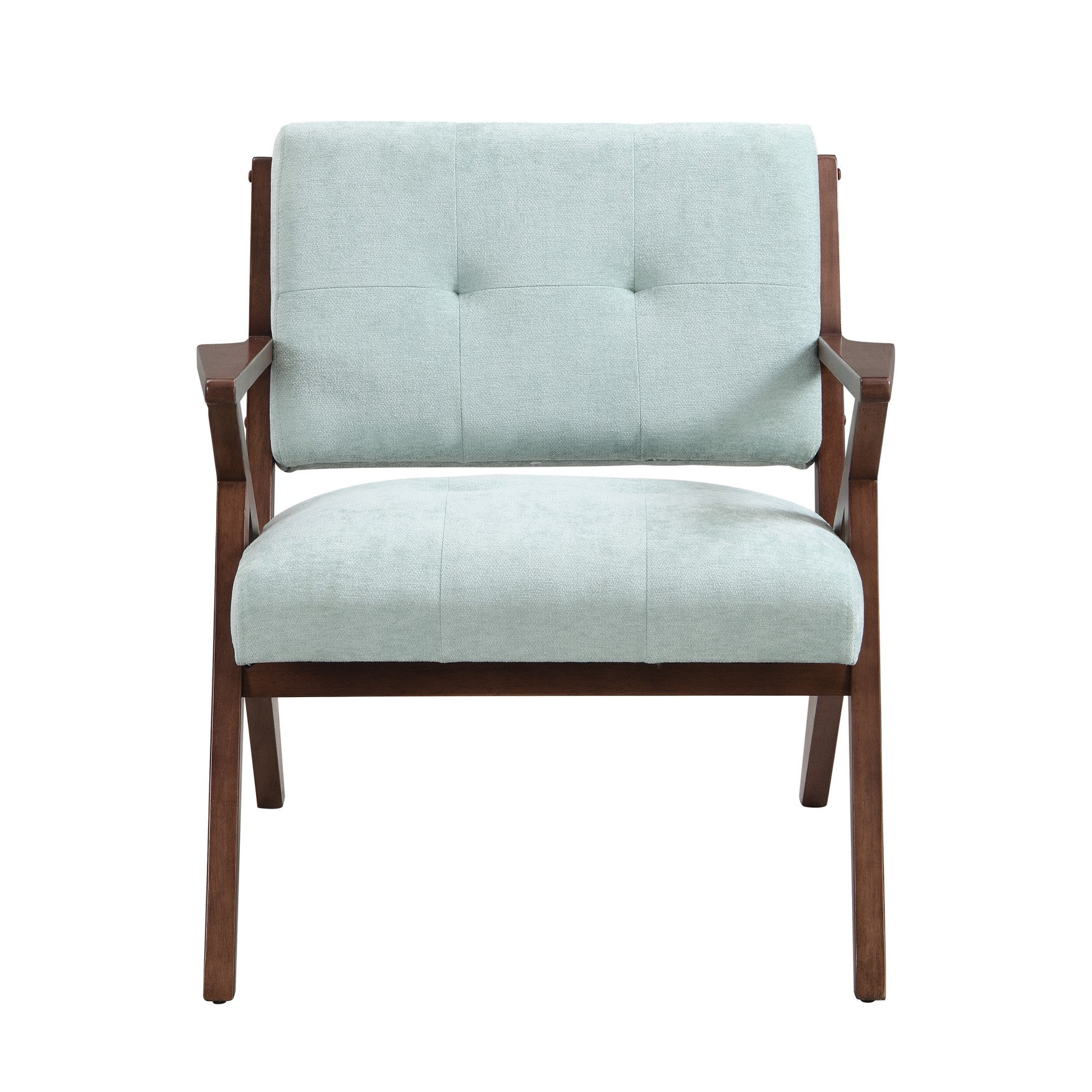 George Oliver Mid-century modern upholstered chair with plush cushions ...