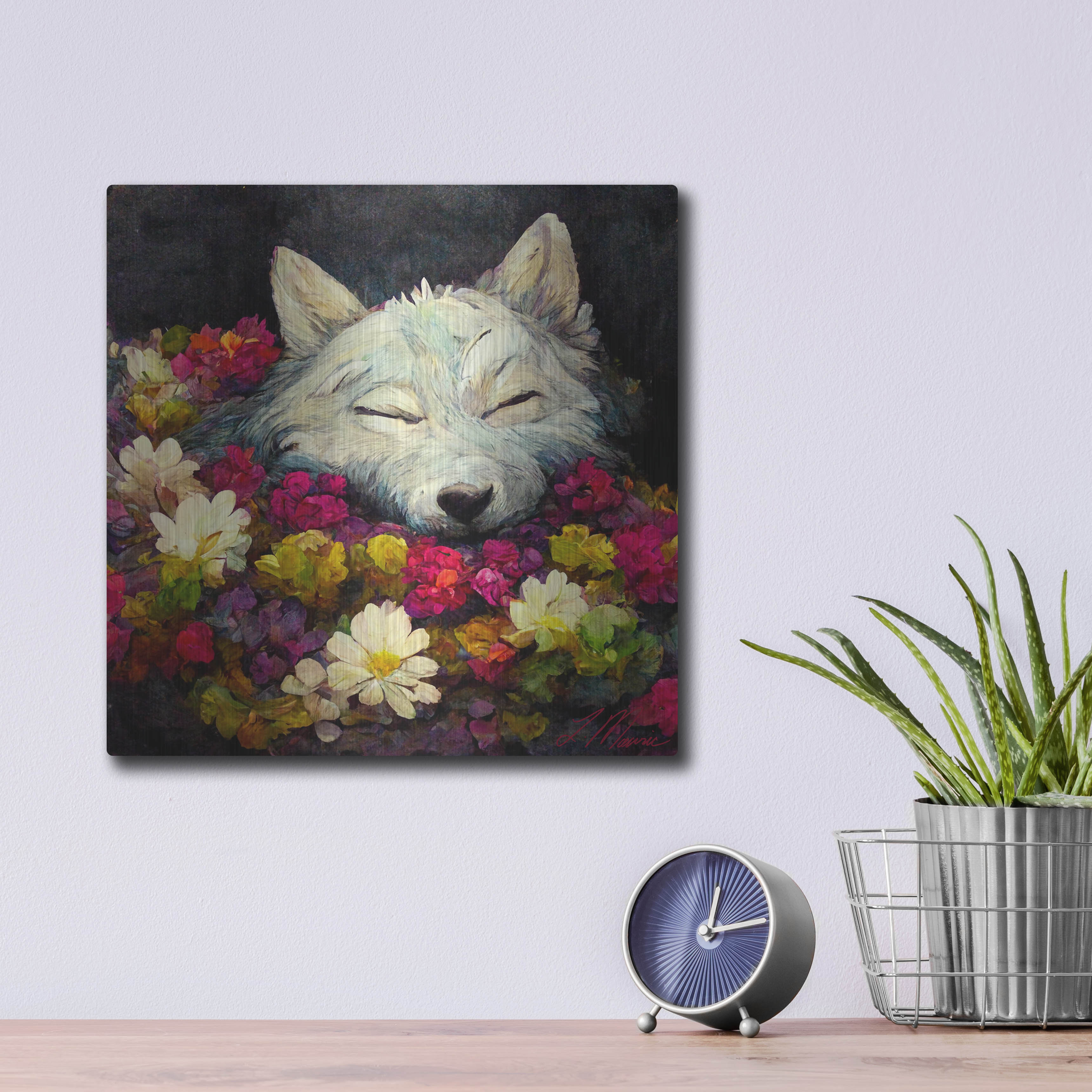 Millwood Pines 'Sleeping Wolf' by Tanya Mavric, Metal Wall Art, 12"x12 ...