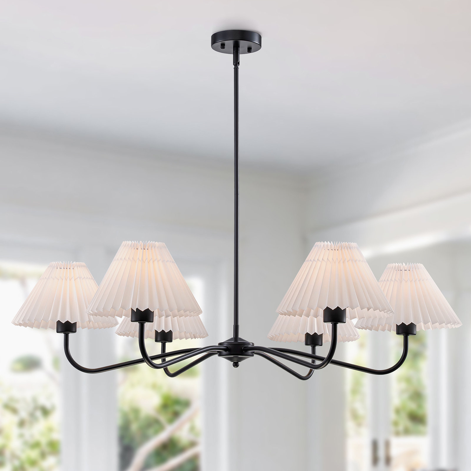 Mercer41 Lustre 6 lumières avec abat-jour en tissu plissé - Wayfair Canada