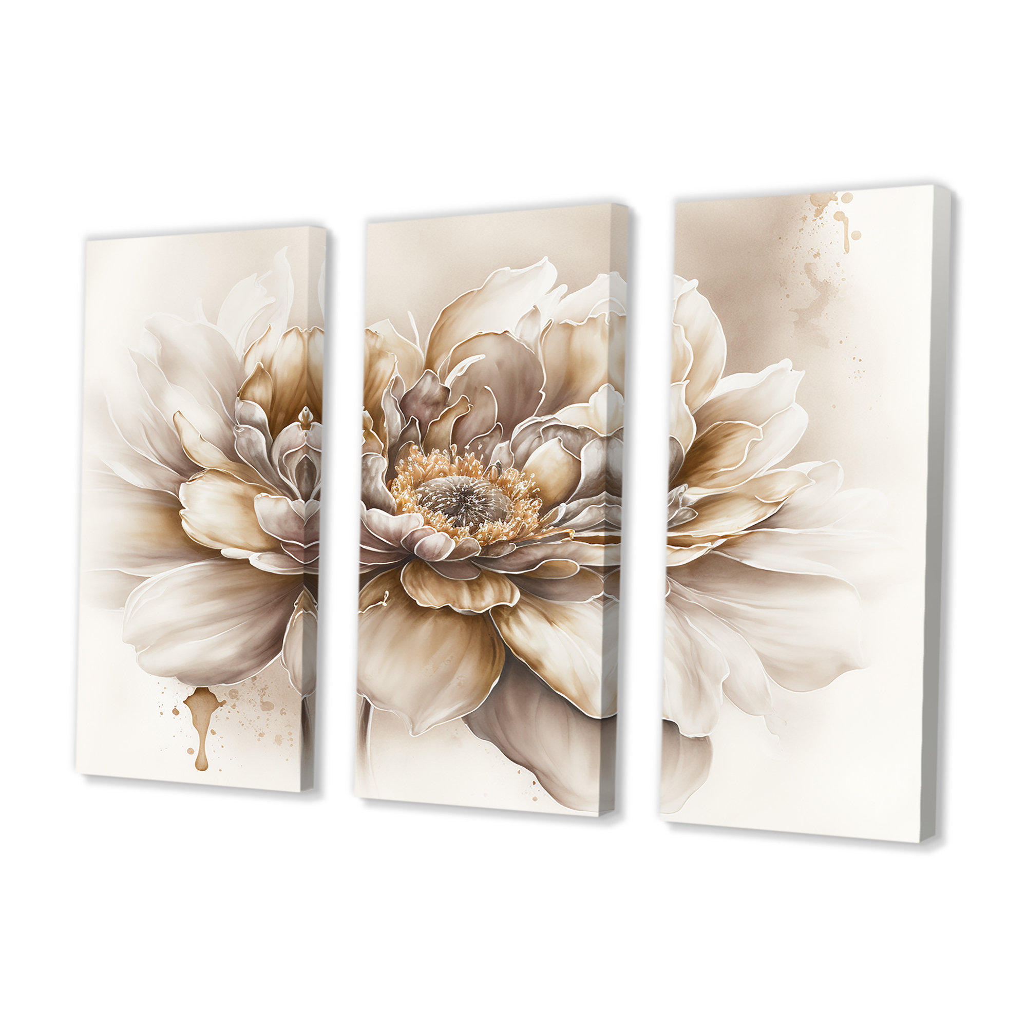 Design Art Blooming Beige Floral Design V - Floral & Botanical Canvas ...