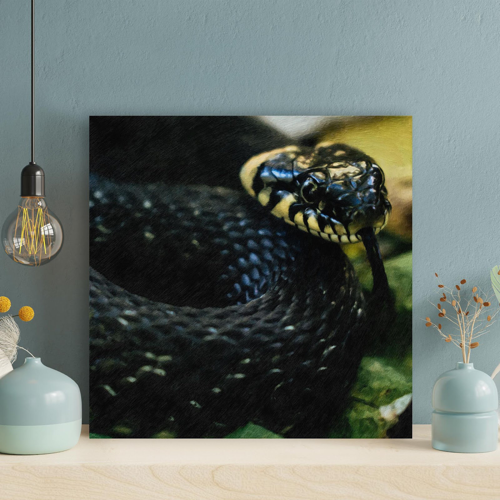 Latitude Run® A Black Snake With A Brown Head - Wrapped Canvas Painting ...