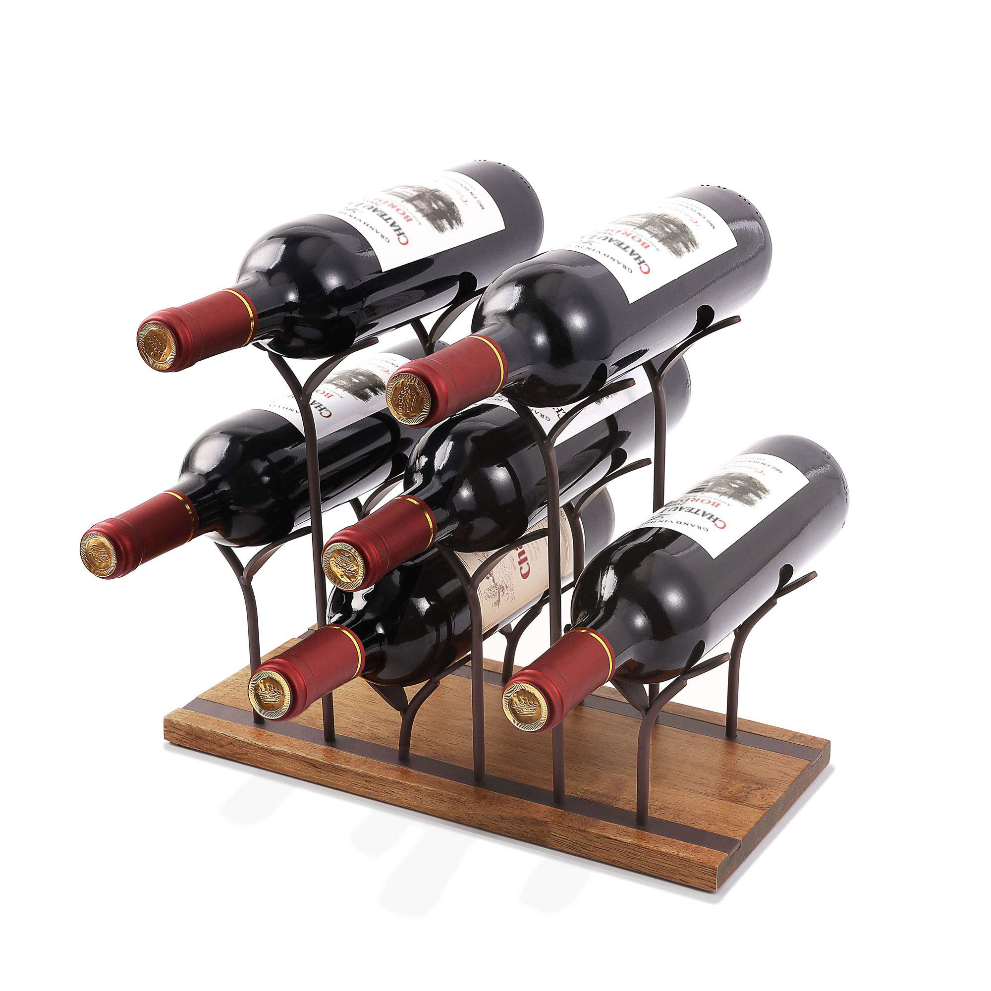 17 Stories Wood and Metal Countertop Bottle Rack: this tabletop bottle ...