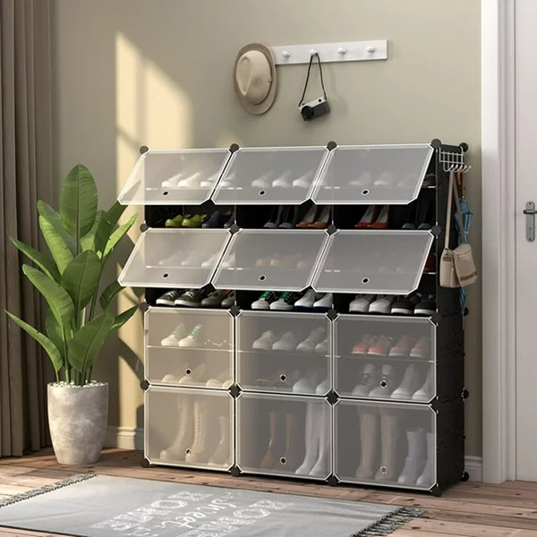 Rebrilliant Portable Shoe Rack Organizer 12-cube 48 Pair Shoe Shelf ...