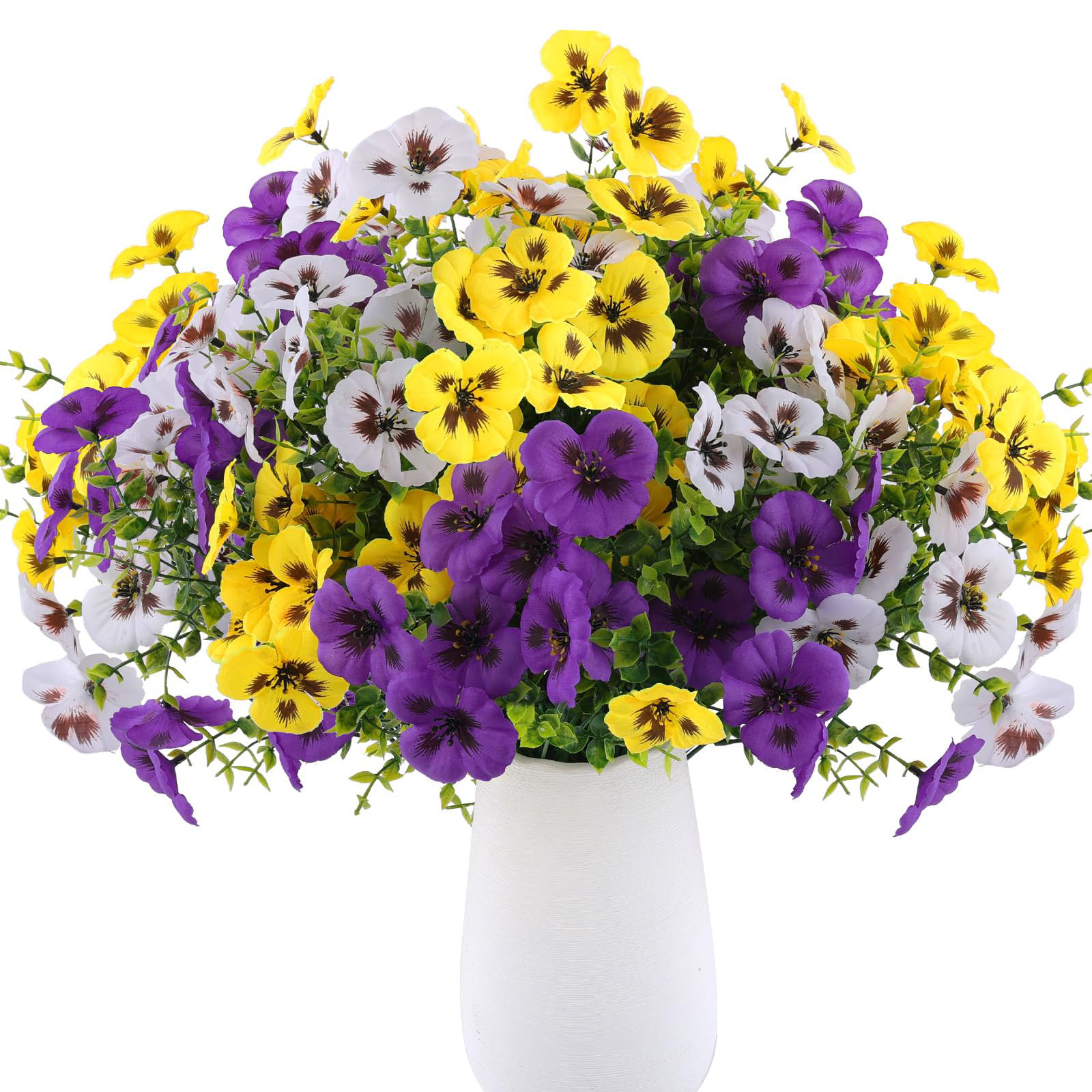 Primrue 18 Bundles Artificial Fake Pansy Flowers For Outdoor, Faux Uv ...