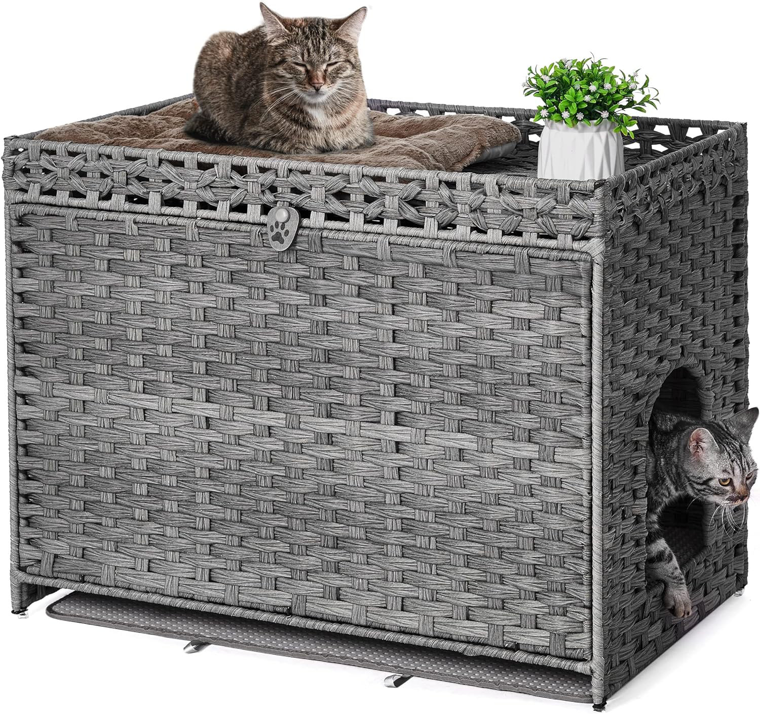 Tucker Murphy Pet™ Cat Litter Box Enclosure With Soft Litter Mat ...