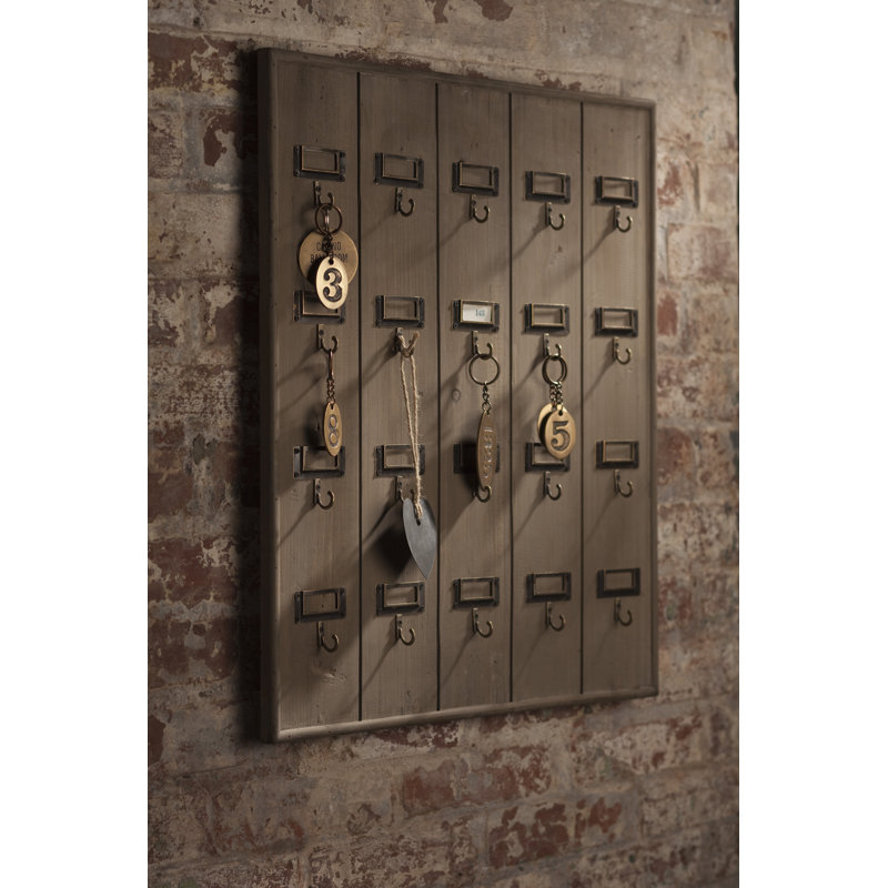 Gracie Oaks Belby Recycled Pine Hotel Wall Key Organizer with Key Hook ...