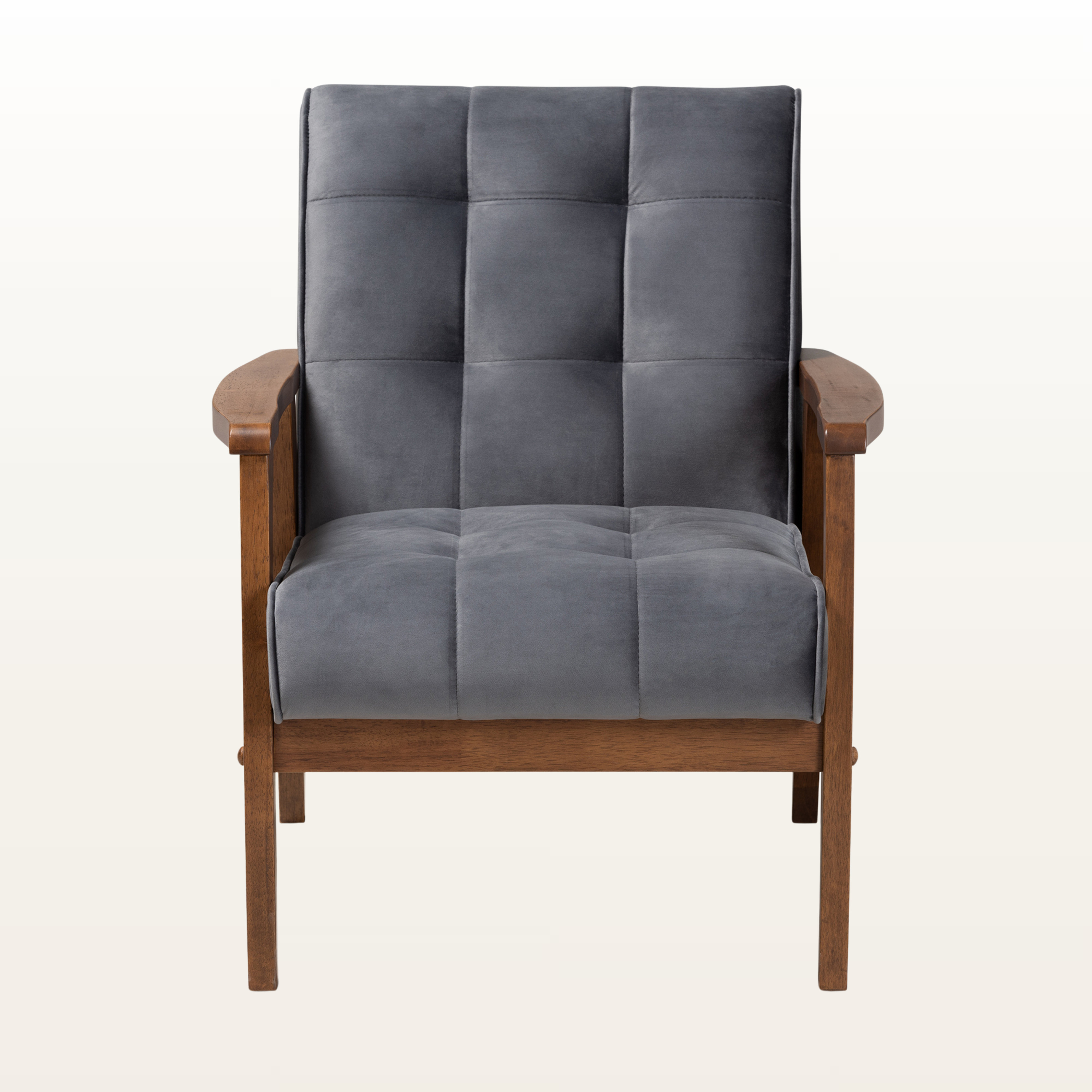 Dovecove Track Armchair with Velvet Fabric Upholstery and Walnut ...