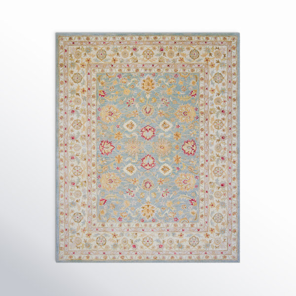 Samuel Wool Gray Blue / Beige Rug & Reviews | Birch Lane