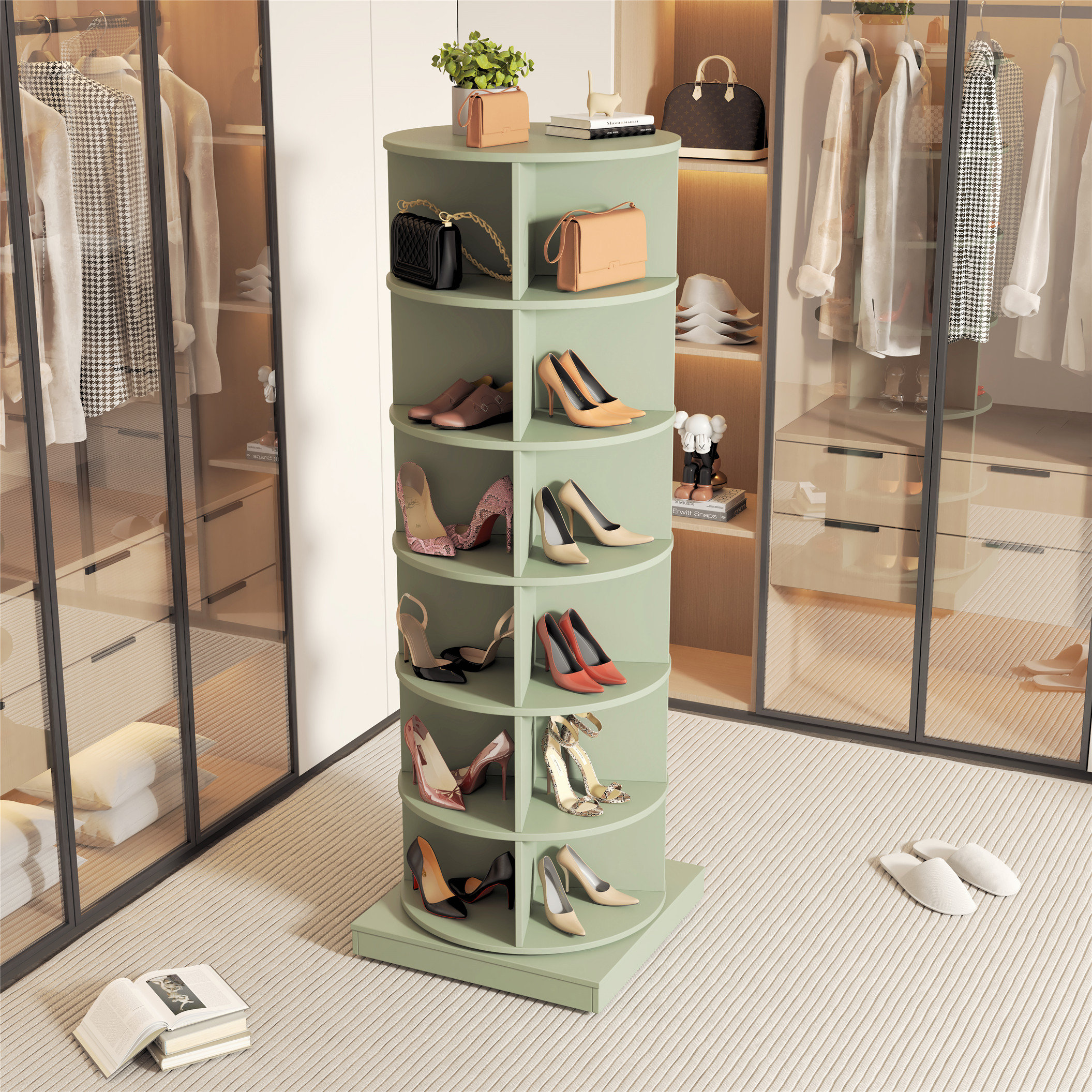 Hokku Designs Versatile 360 Rotating Shoe Cabinet with Large Capacity ...