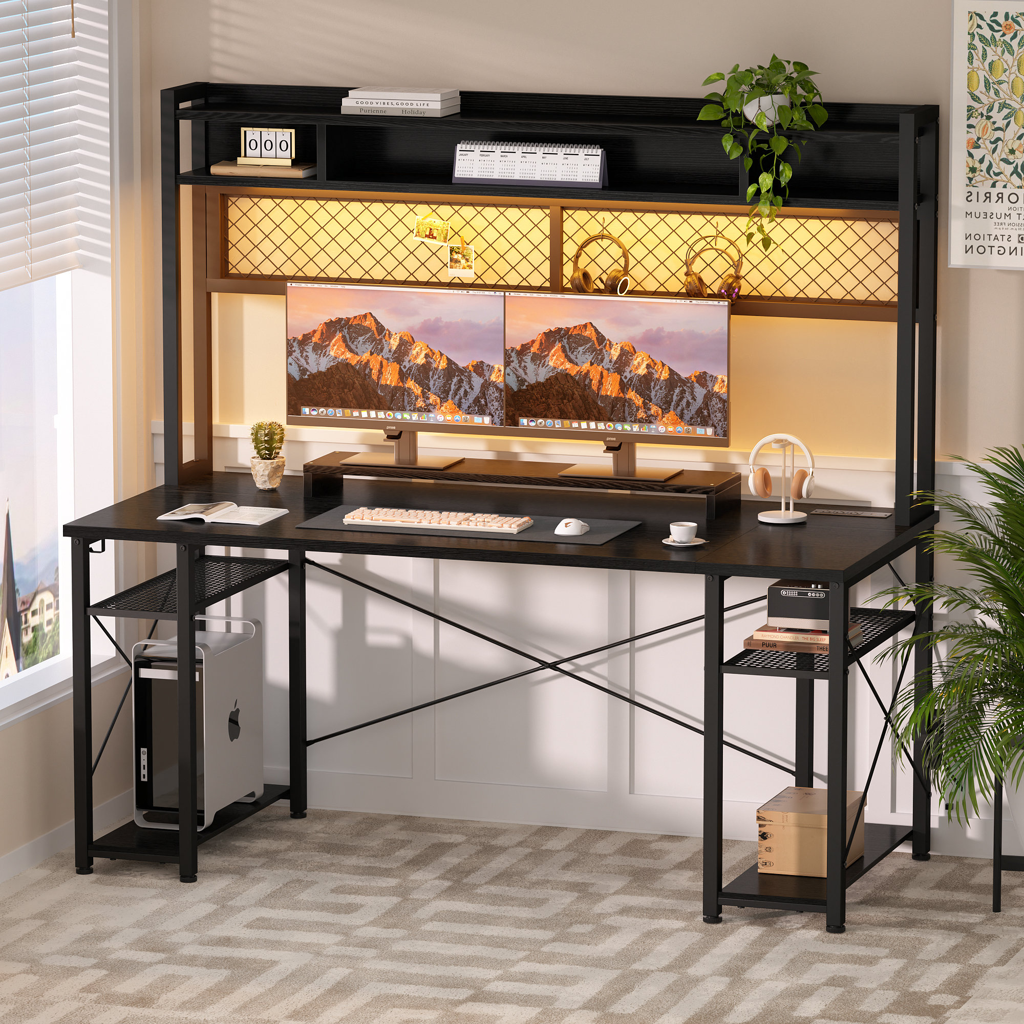 Wrought Studio™ Wilcott Rectangle Computer Desk with Hutch and Cabinet ...