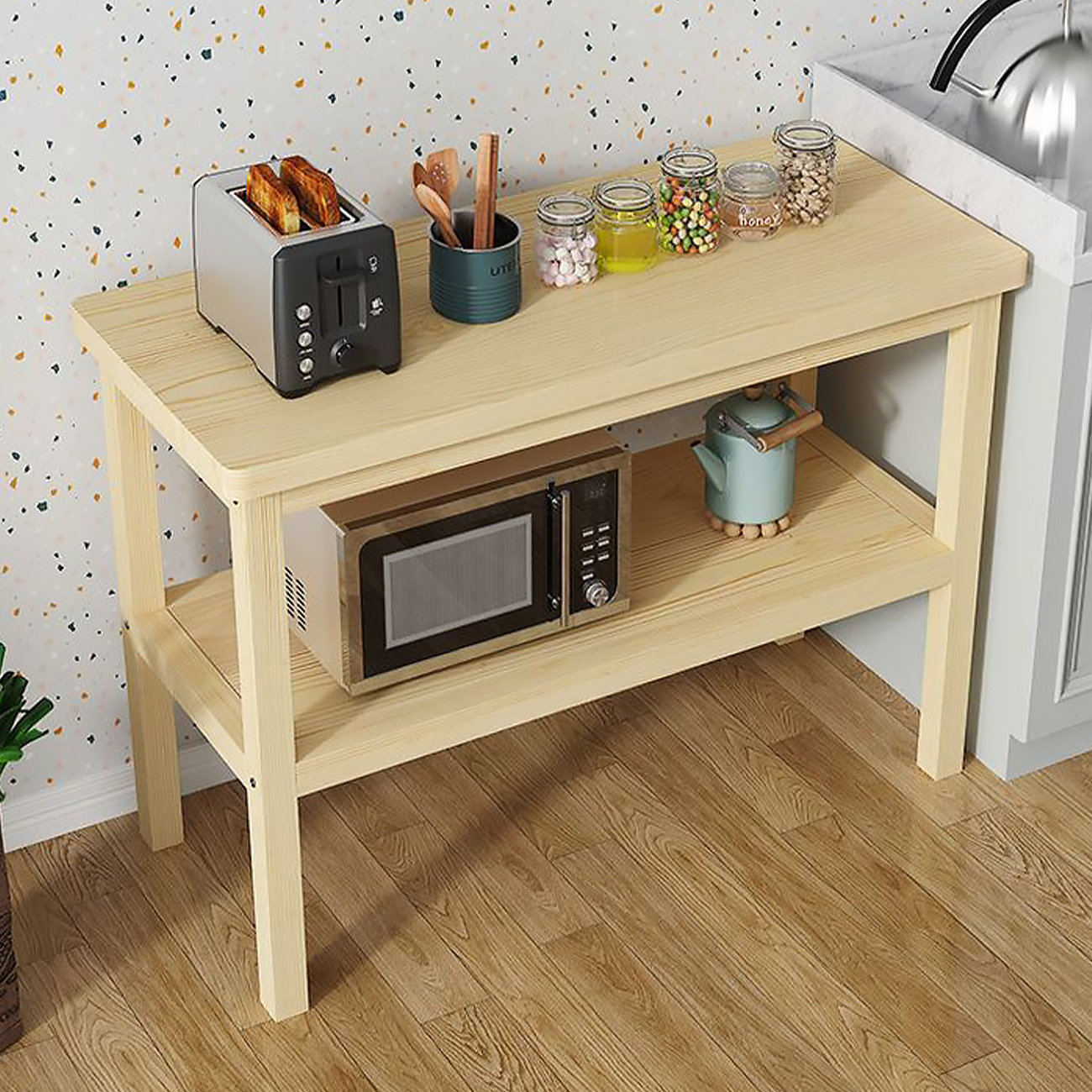 Gracie Oaks Thickened Solid Wood Kitchen Island Table - Wayfair Canada