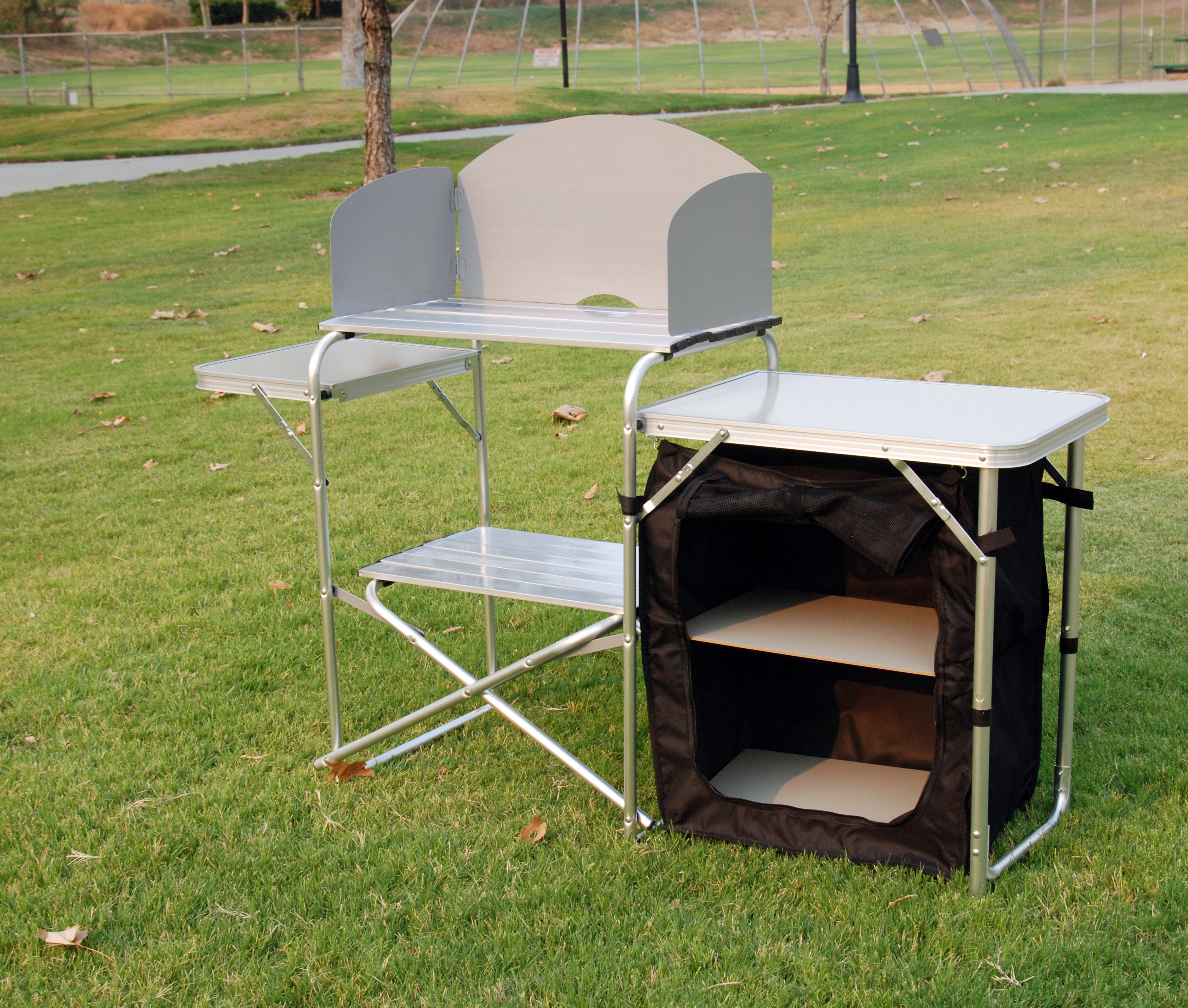 Arlmont & Co. Outdoor Portable Folding Camping Table With Storage ...