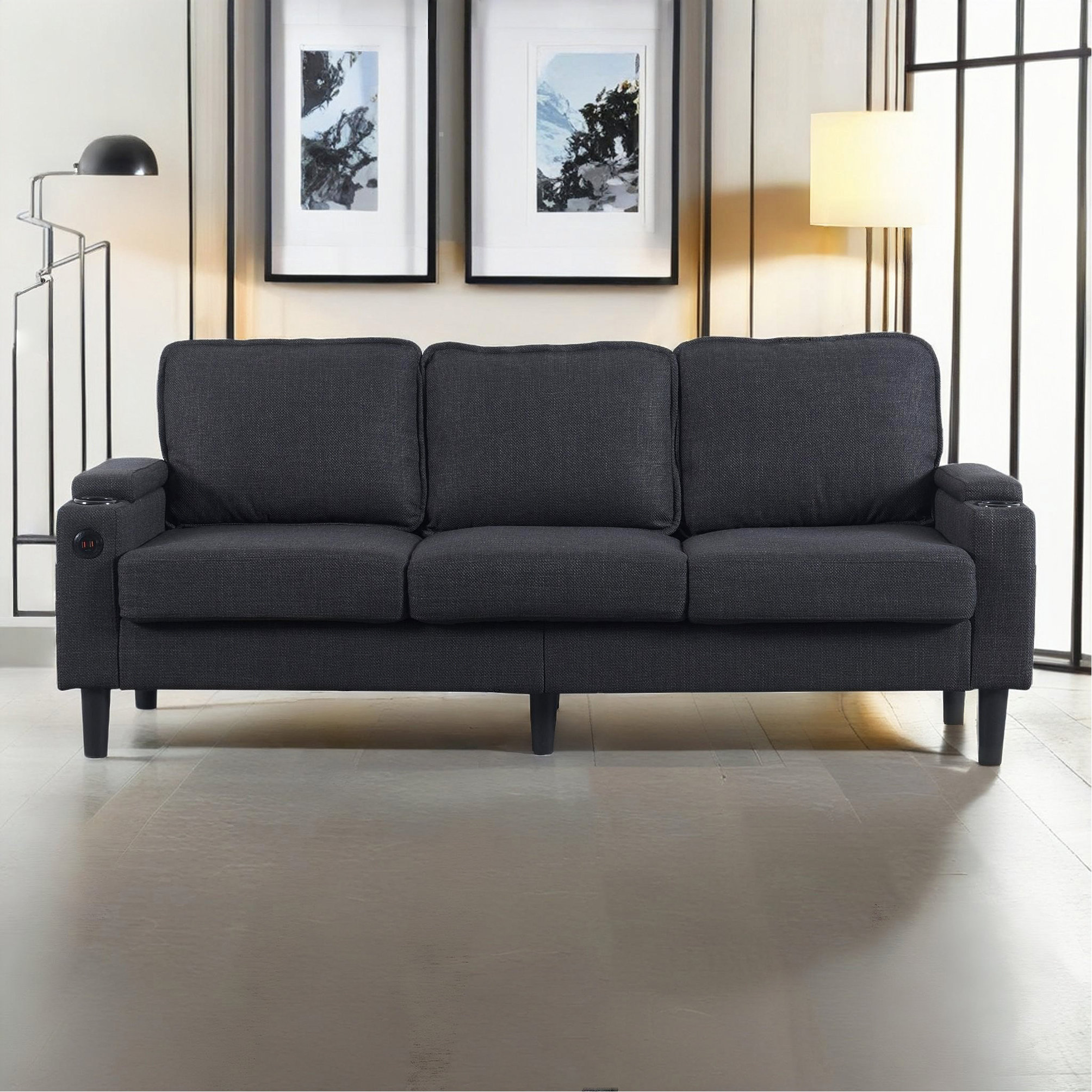 George Oliver Knock Down 3-Seat Combo Sofa With Storage Ottoman For ...