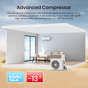 AUX 12,000 BTU Ductless Mini Split Air Conditioner with Heater, Remote ...