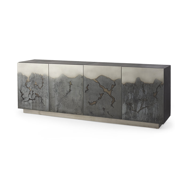 Mercana Roxdale 82.0l X 18.0w X 29.0h Acid Wash Metal Sideboard ...