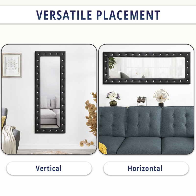 House of Hampton® Ennia Crystal Tufted Large Floor Mirror, 63"LX22"W ...