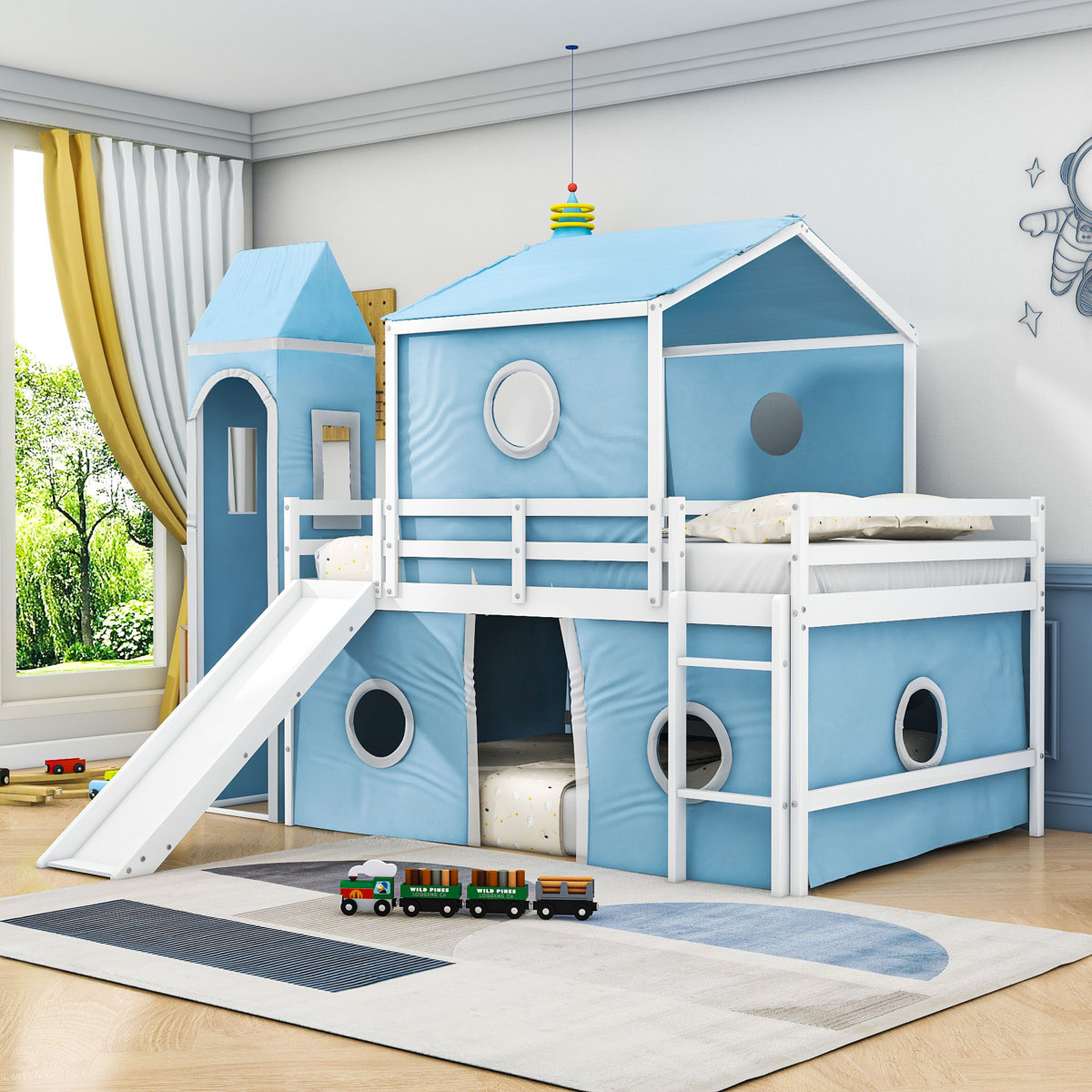 Viv + Rae™ Kyser Kids Bunk Bed with Slide, Tent and Tower & Reviews ...