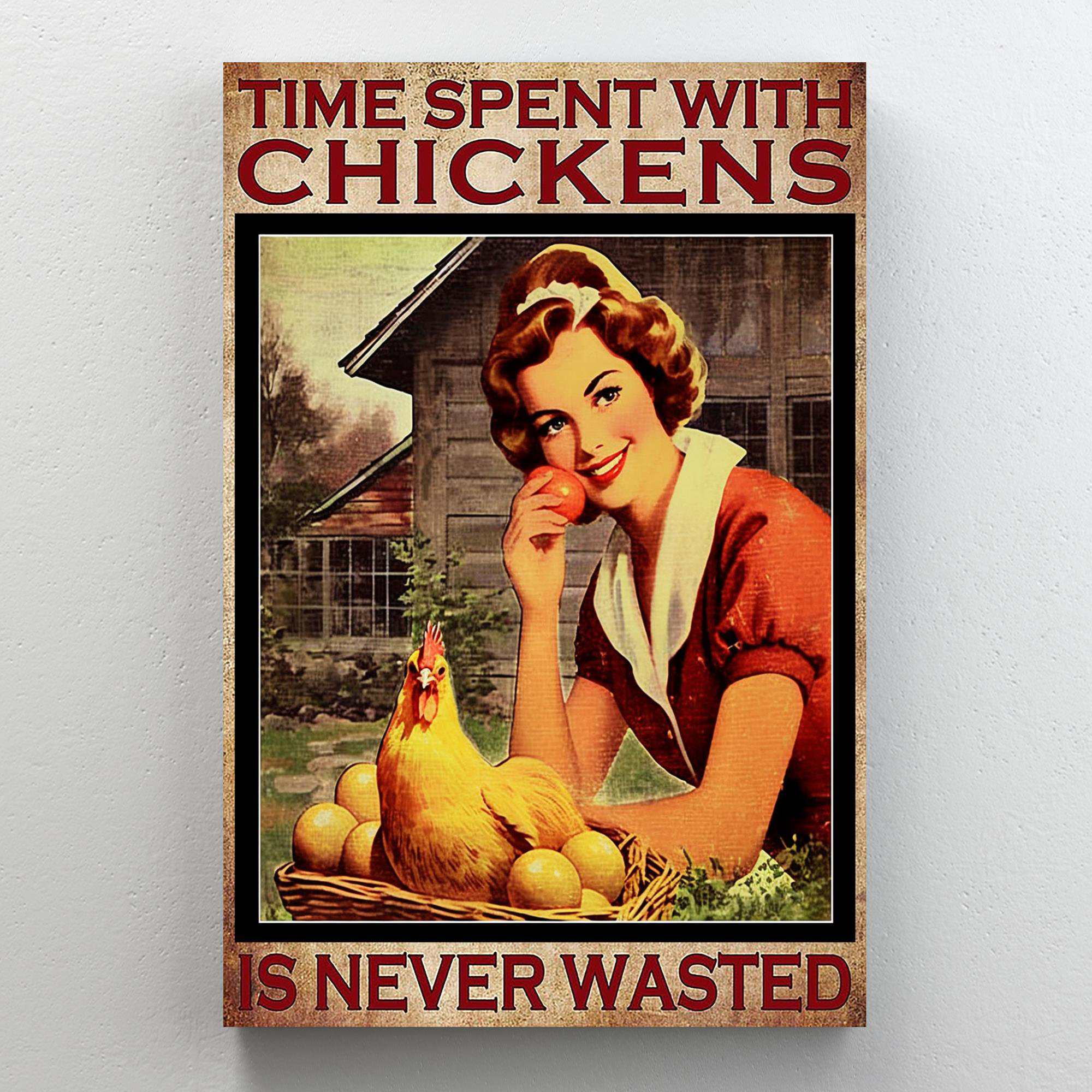 Trinx Time Spent With Chickens Woman - 1 Piece Rectangle Graphic Art ...