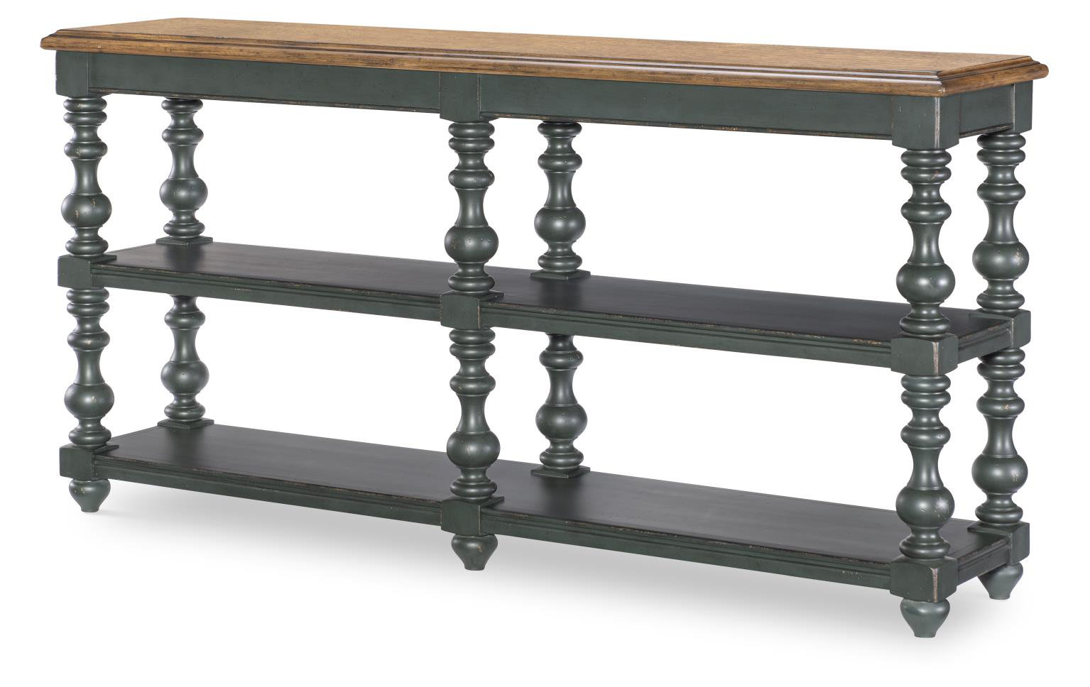 Canora Grey Vintage Market Turned Bobbin Leg Console Table (2 Open ...
