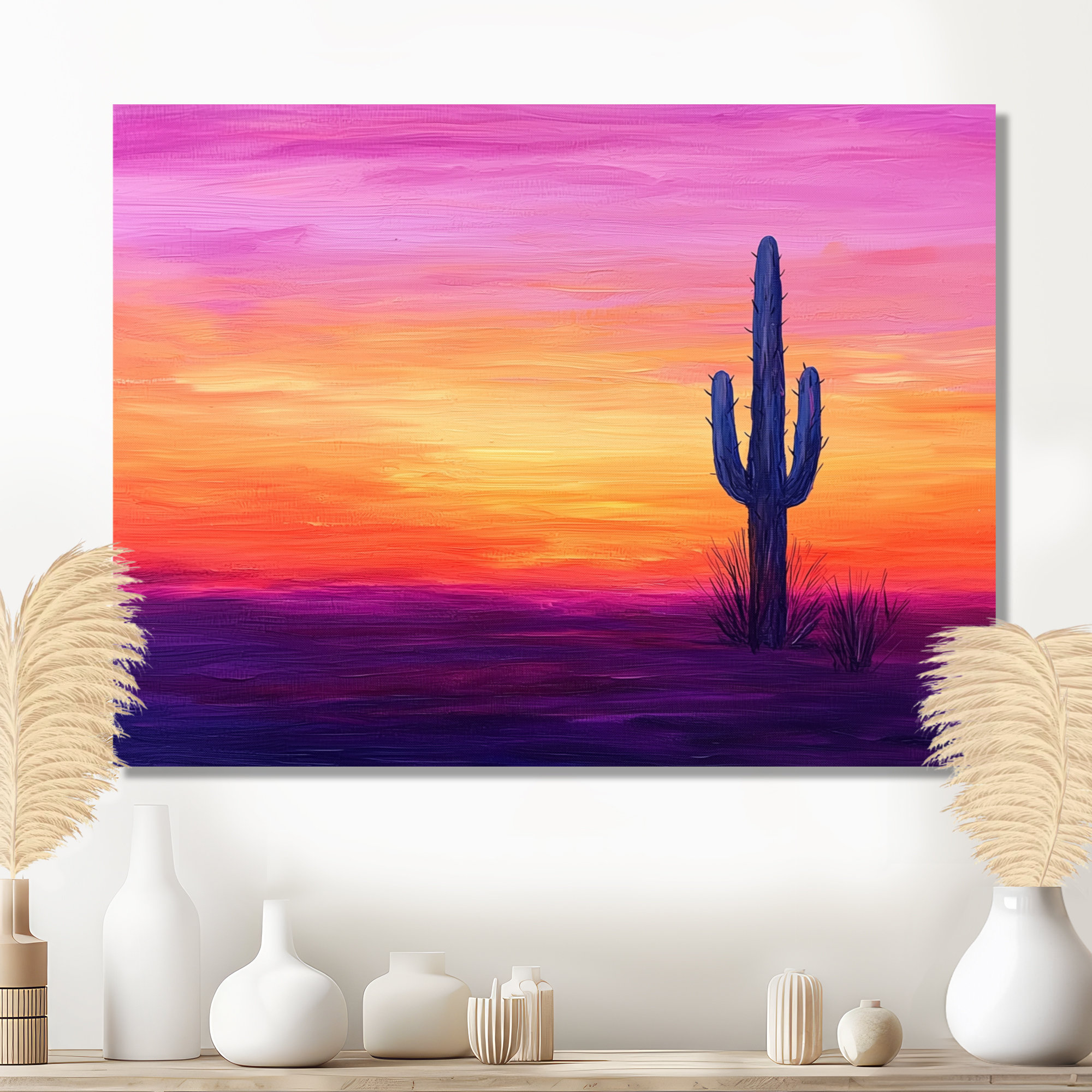 Ophelia & Co. Minimal Cactus Sunset Horizon I - Floral Metal Wall Decor ...