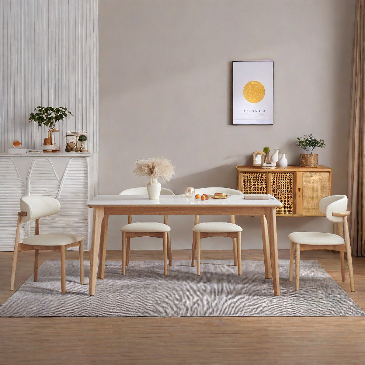 Corrigan Studio® Simple Rectangular White Rock Slab Dining Table | Wayfair