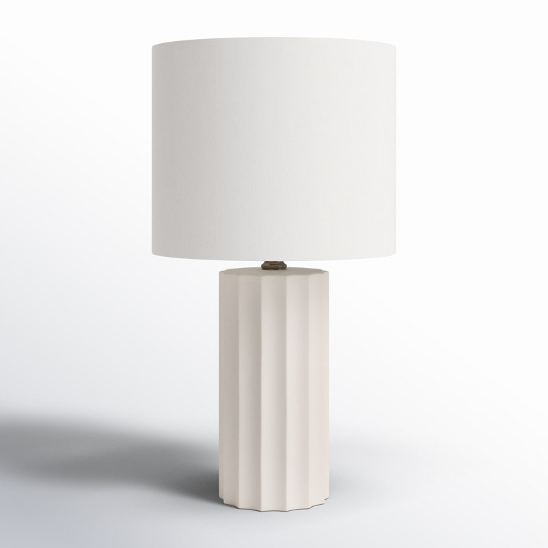 Joss & Main Hyacinth 20" Ribbed Concrete Finish Table Lamp with White ...