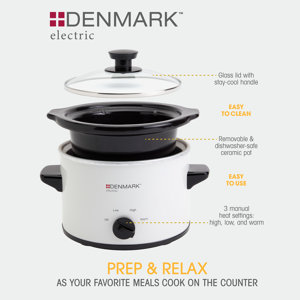 Denmark Electric 1.5-Quart Slow Cooker with Non-Stick Removable Inner ...