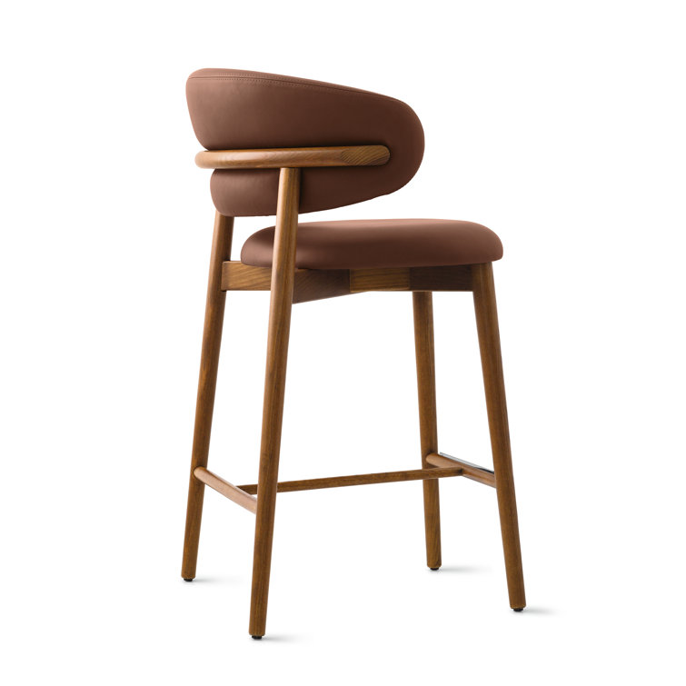 Calligaris Oleandro Upholstered Stool with Rounded Back and Metal Frame ...