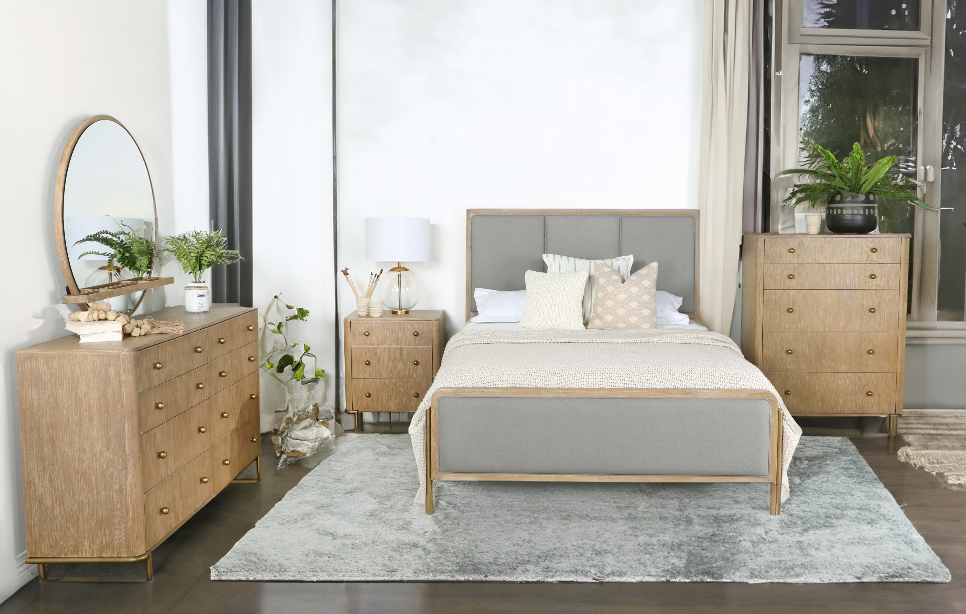Everly Quinn Zadien Upholstered Bedroom Set Sand Wash and Gray S41 ...