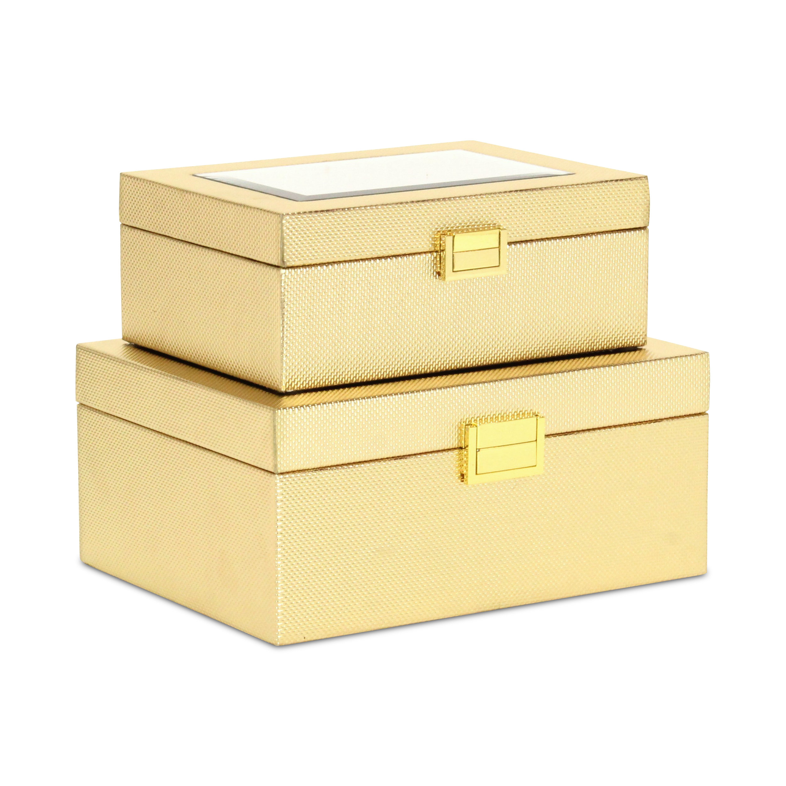 Mercer41 Liniva Vinyl Woven Pattern Mirrored Box Set | Wayfair