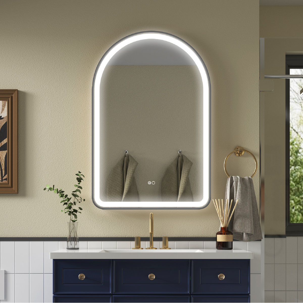 Ivy Bronx 36'' H X 24'' W Wall Mounted Bathroom Framed LED Mirror With ...