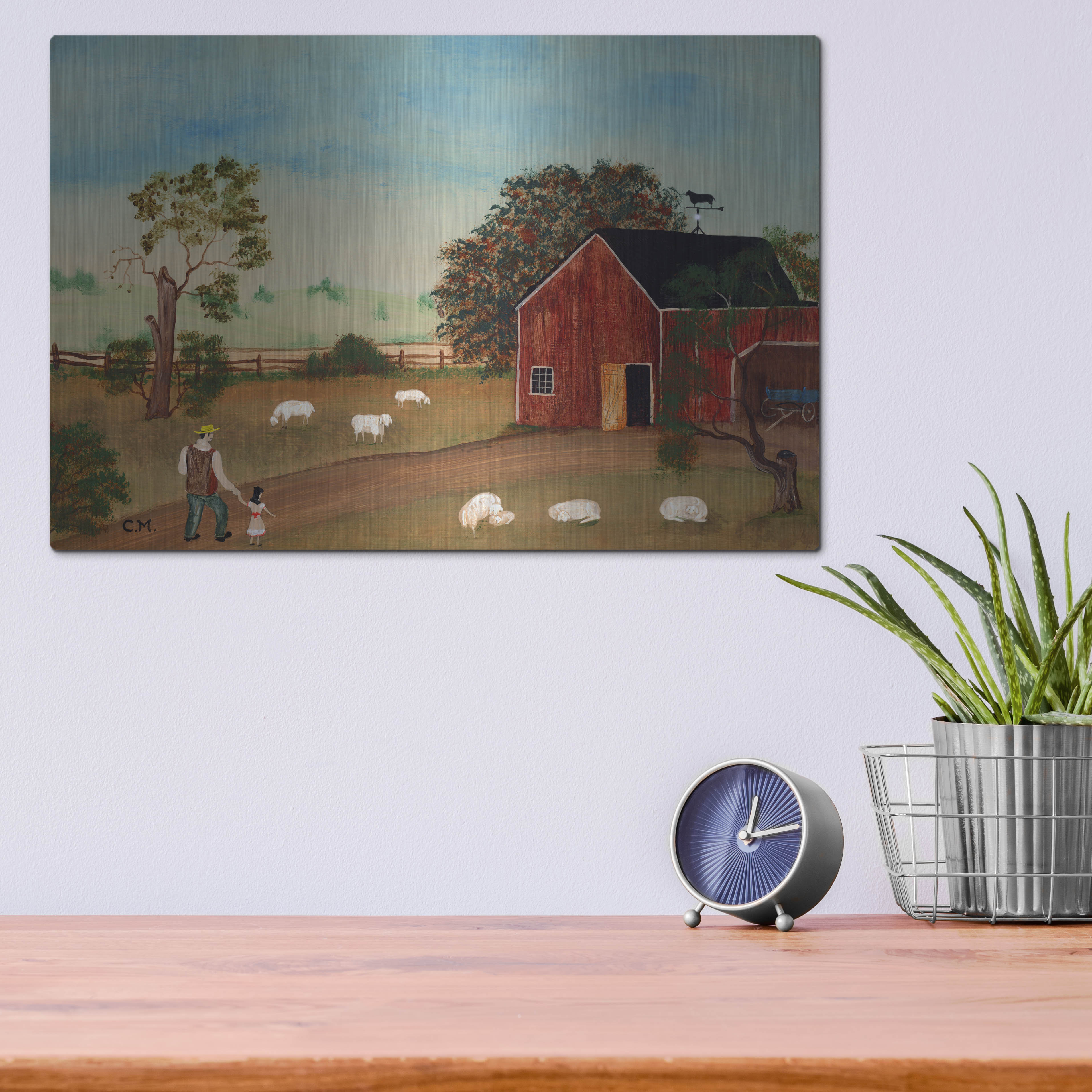 August Grove® Sheep Farm' by C Munro Metal Wall Art | Wayfair