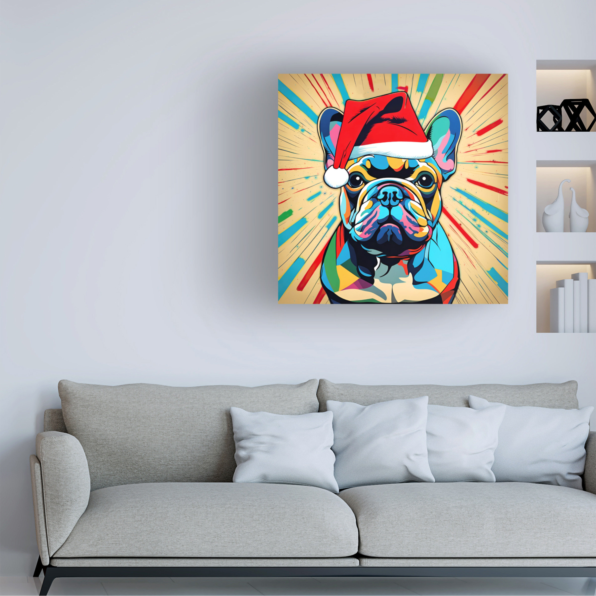 Trademark Fine Art Tina Lavoie Santa Frenchie Canvas Art | Wayfair