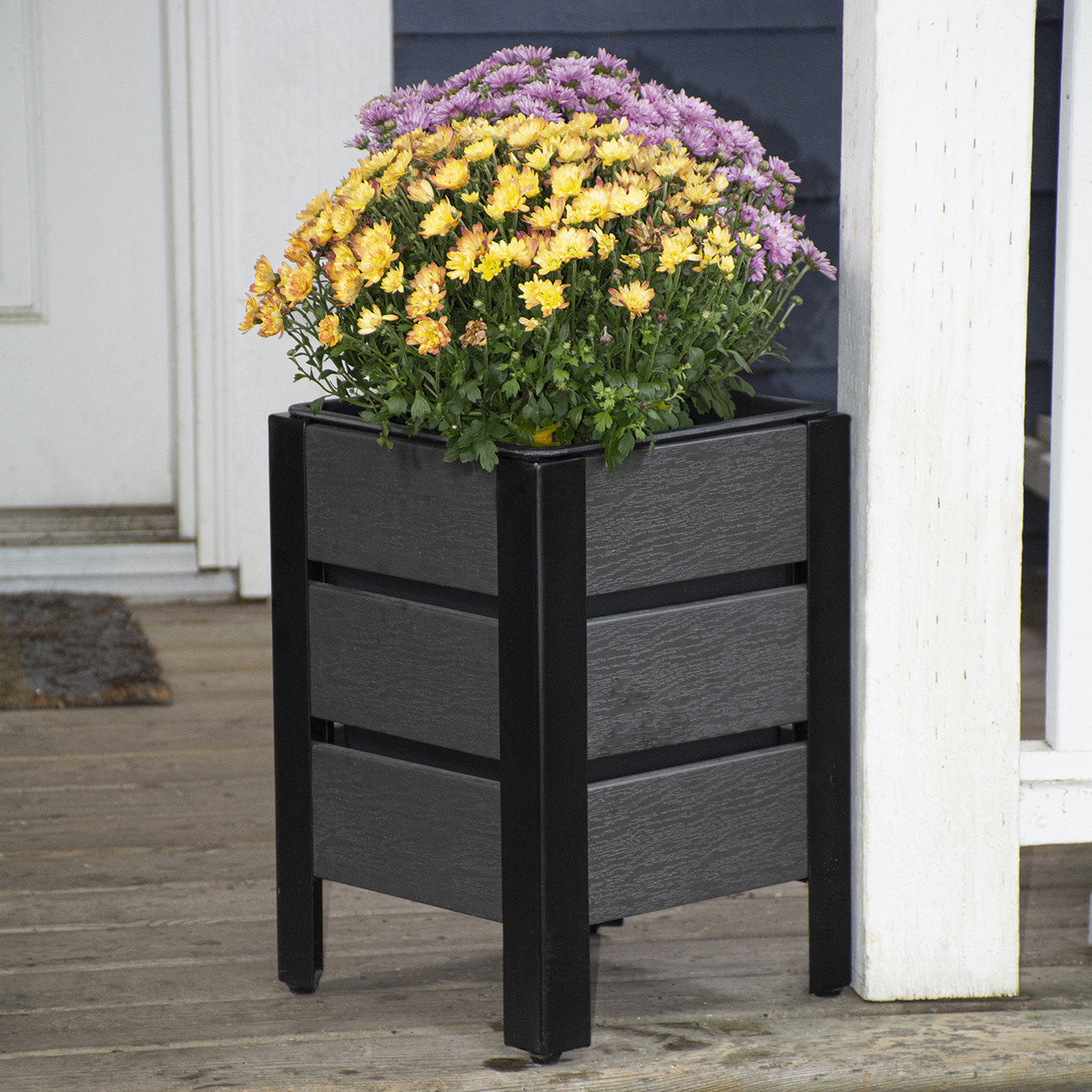 Arlmont & Co. Grapevine Faux Wood Planters with Metal Frame, Square ...
