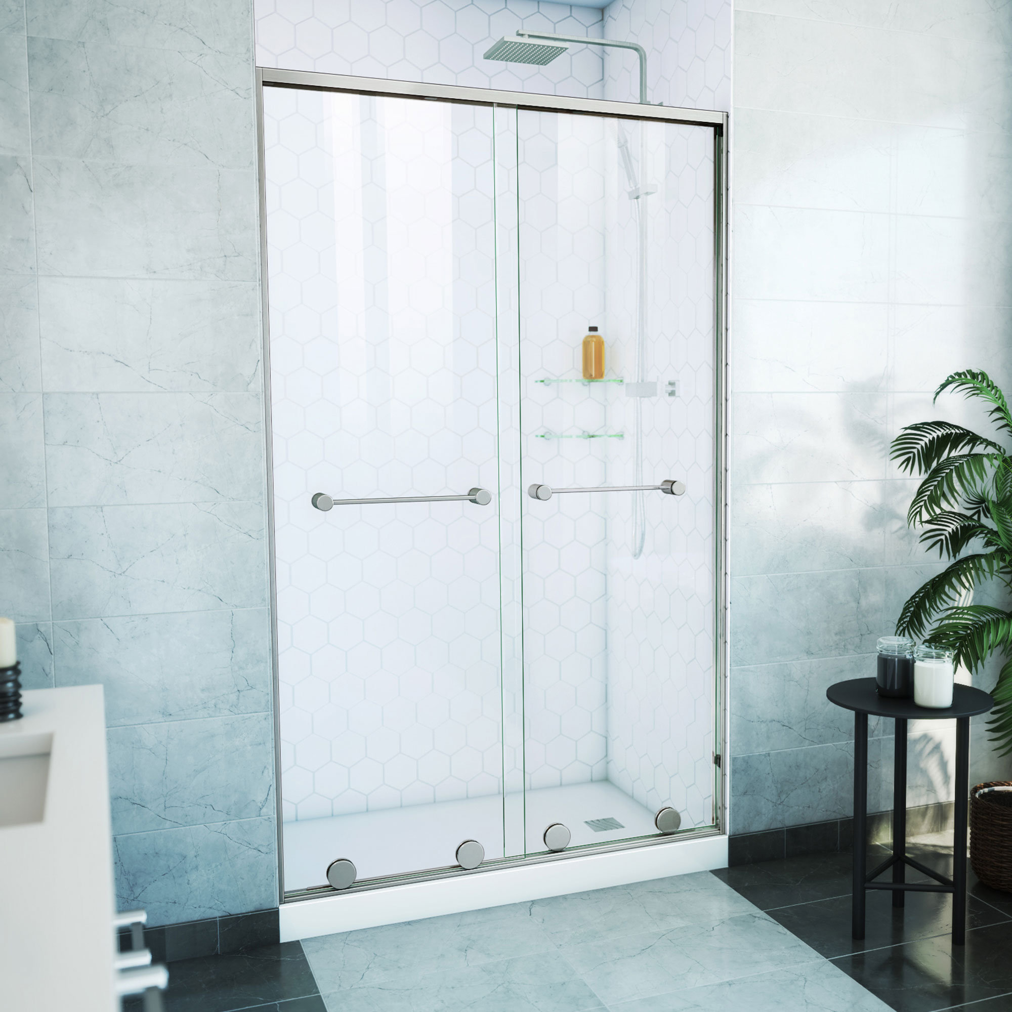 DreamLine Harmony 44 - 48 in. W x 76 in. H Semi-Frameless Shower Door ...