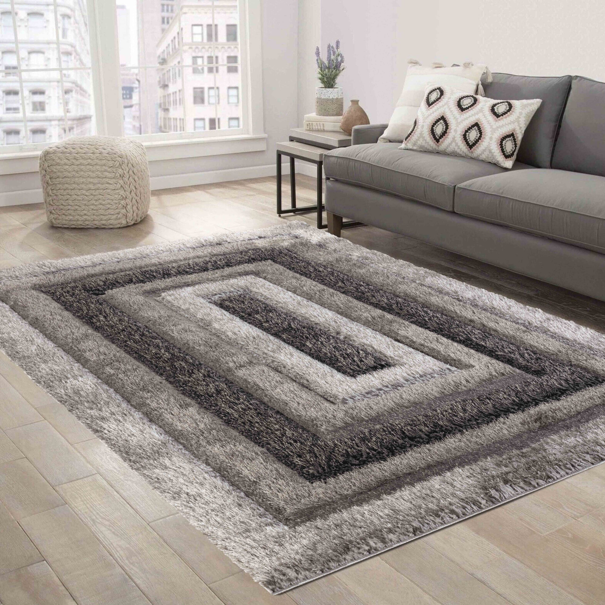Ivy Bronx Piero Grey/Black Shaggy Indoor/Outdoor Rug & Reviews | Wayfair.ie