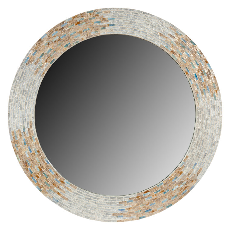 Latitude Run Lisbella Round Metal Framed Wall Mounted Overmantle Mirror ...