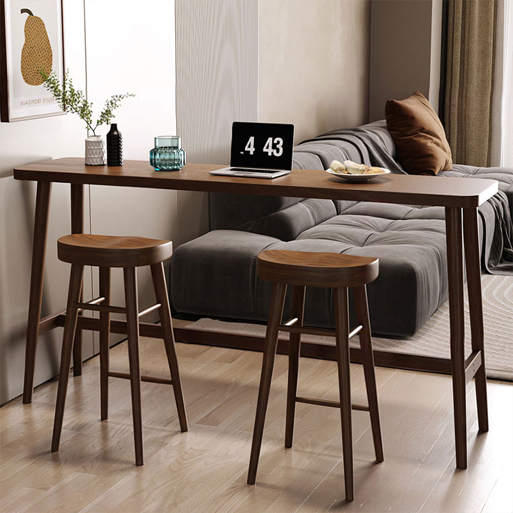 Corrigan Studio® 2-Person Nut-brown Rectangular Solid Wood Bar Table ...