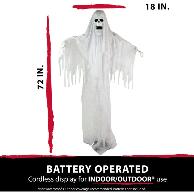 Haunted Hill Farm 72 In. Life-Size Scary Talking Reaper Ghost Halloween ...