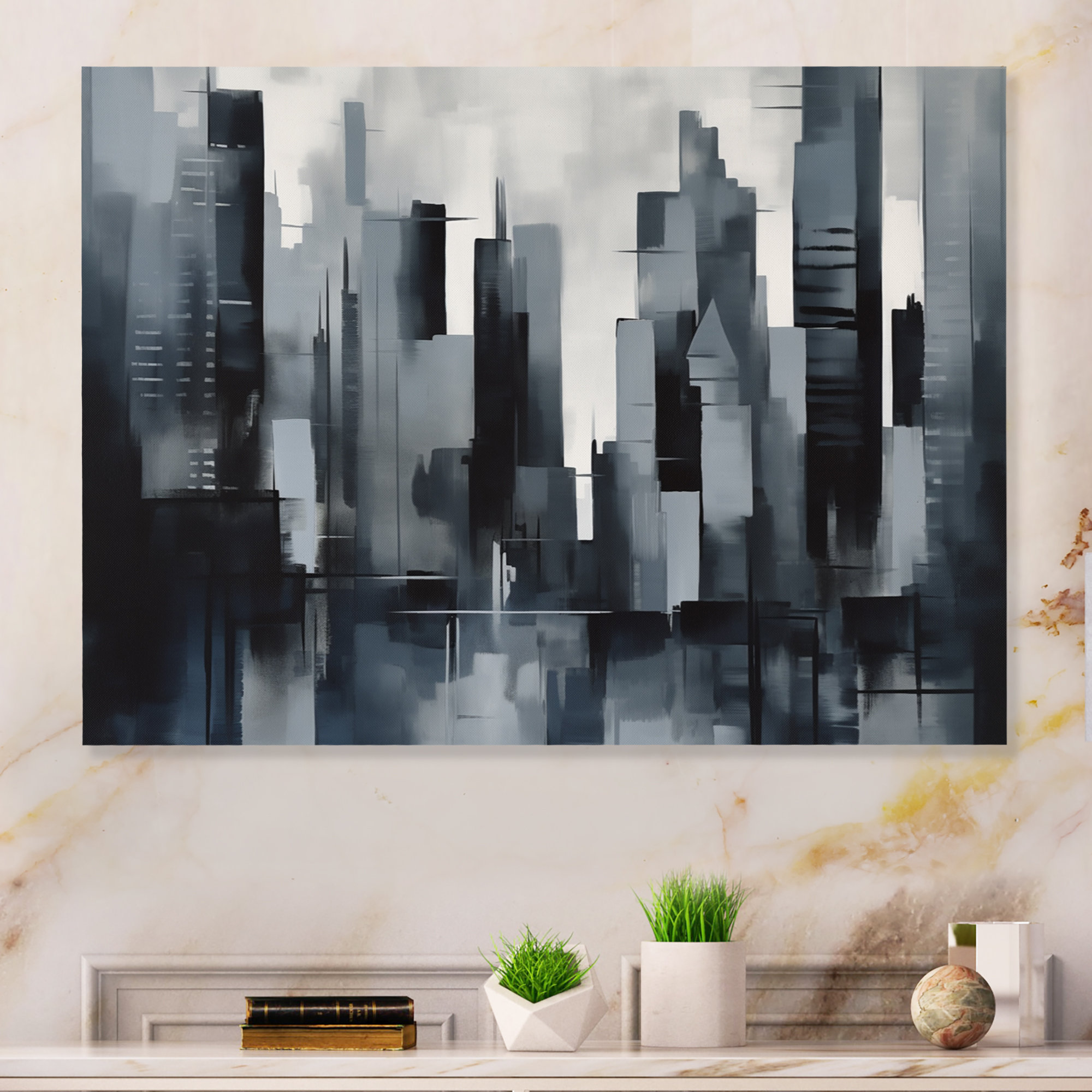 Ivy Bronx Emyrie Grey And Black City In Simplicity I - Minimalims City ...