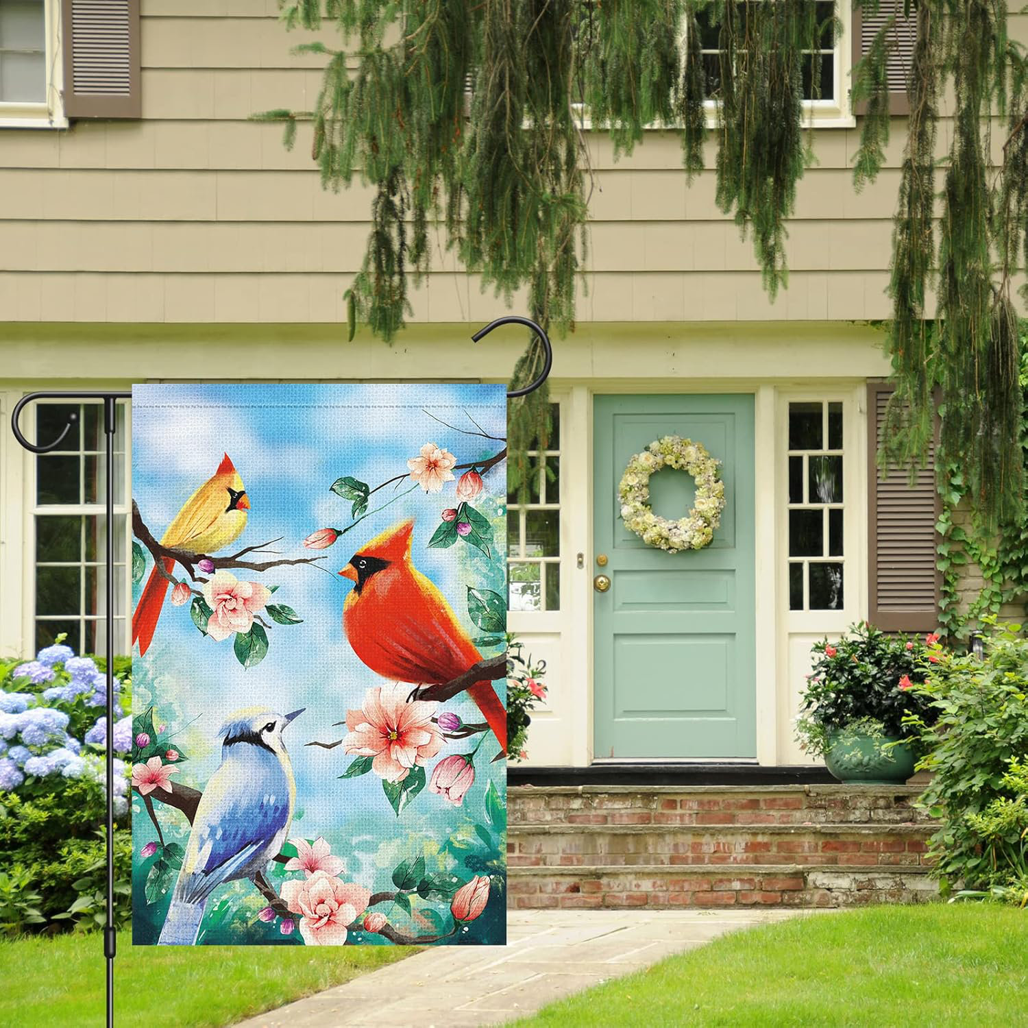 The Holiday Aisle® Welcome Spring Cardinals Garden Flag 12X18 Double ...