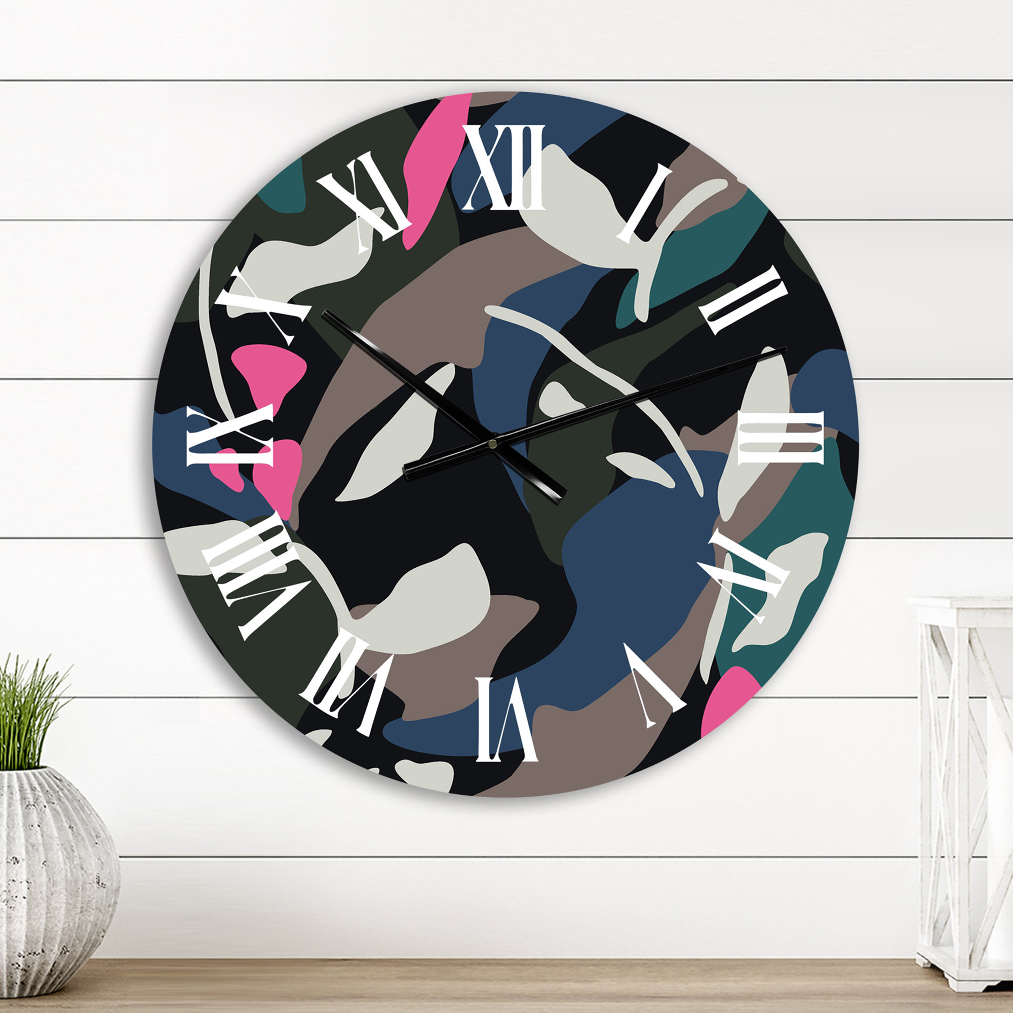 East Urban Home Modern Exotic Tropical Leaves III Wall Clock | Wayfair