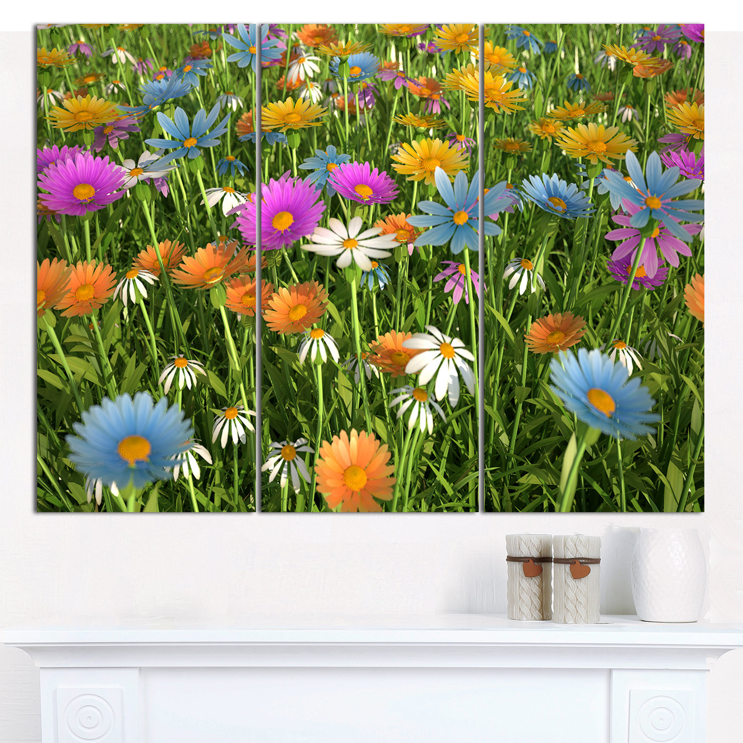 Design Art 'Different Color Flowers in Field' Photographic Print Multi ...