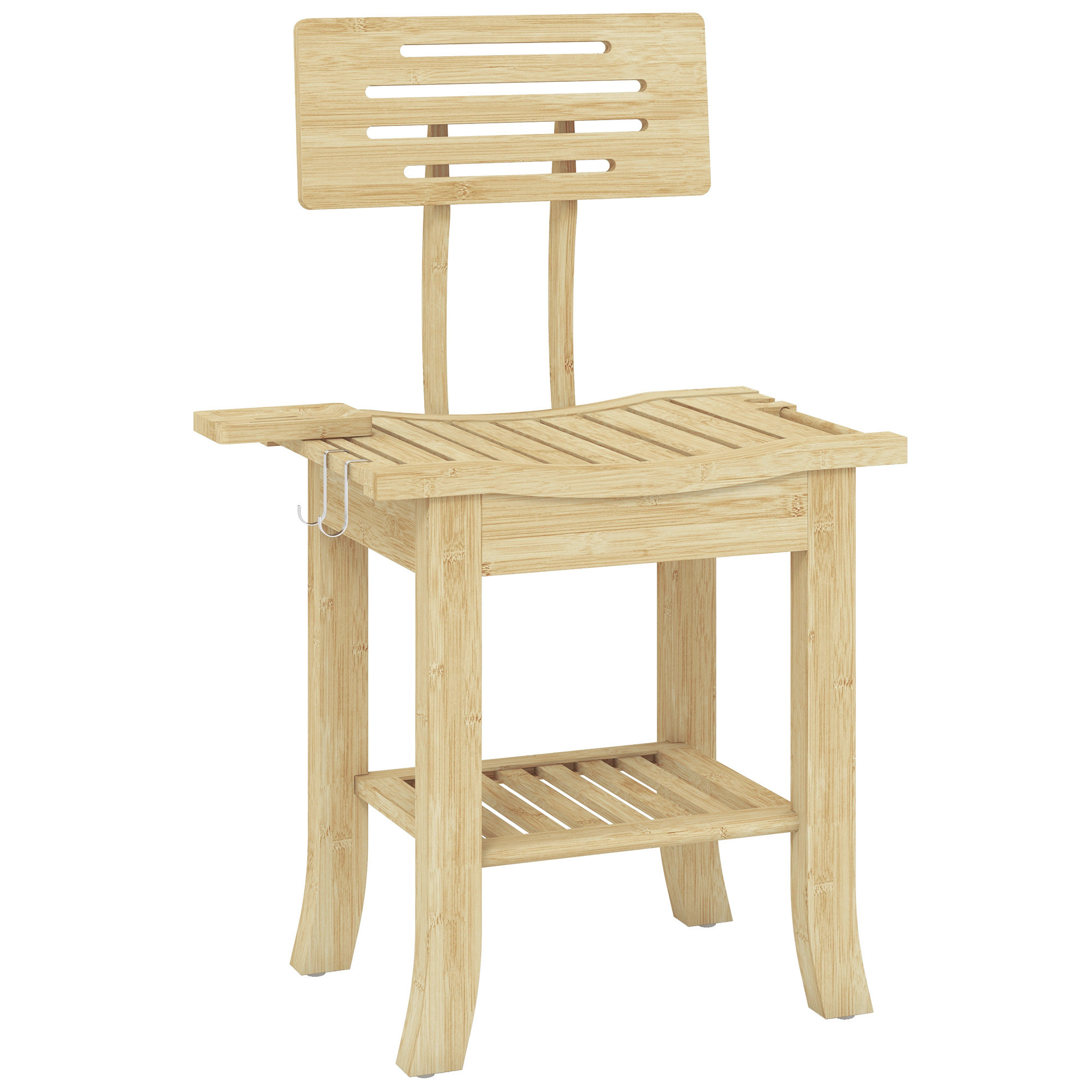 Union Rustic Banc de douche en bambou avec dossier et chaise de salle ...