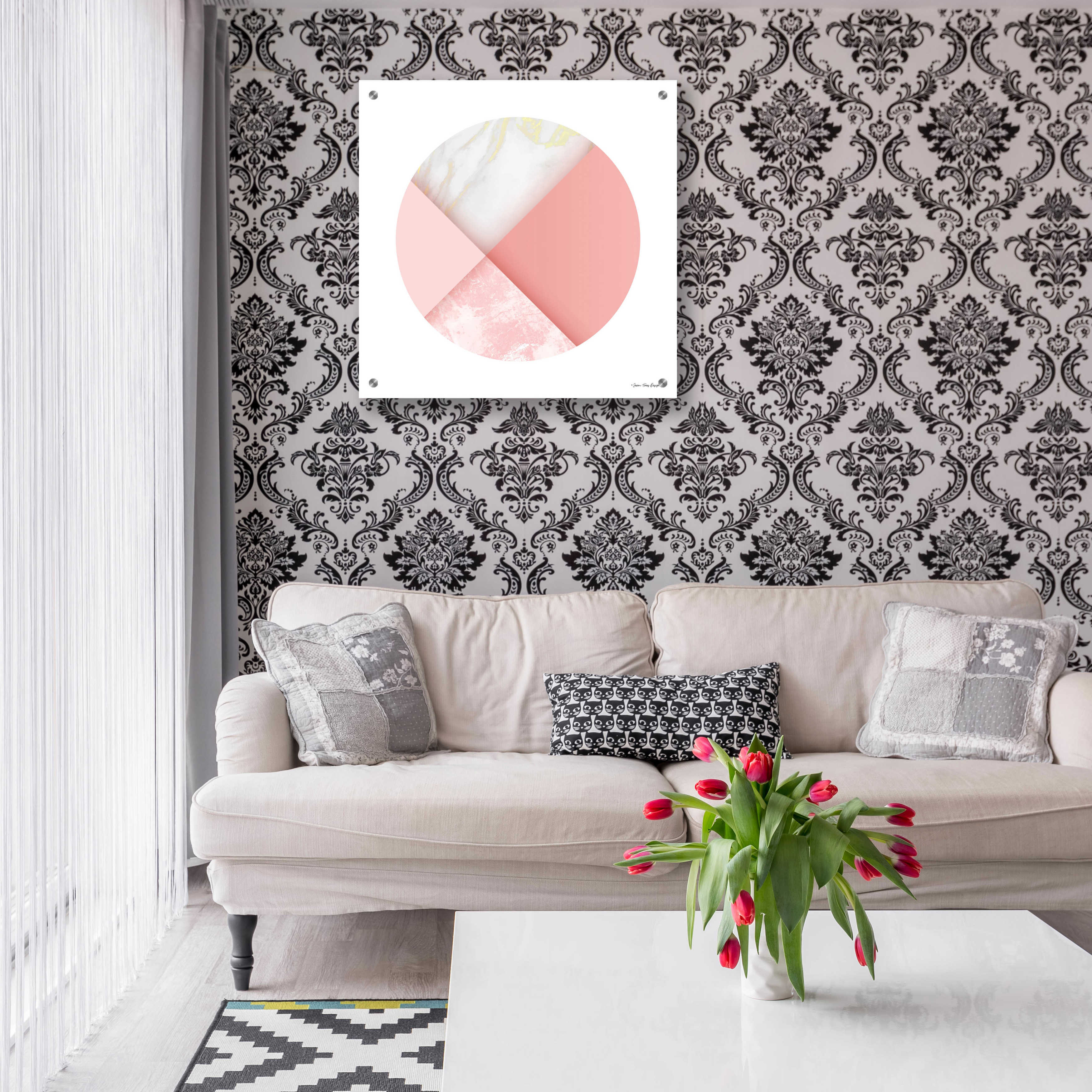 Ivy Bronx " Pink Marble Circle I " by Seven Trees Design | Wayfair