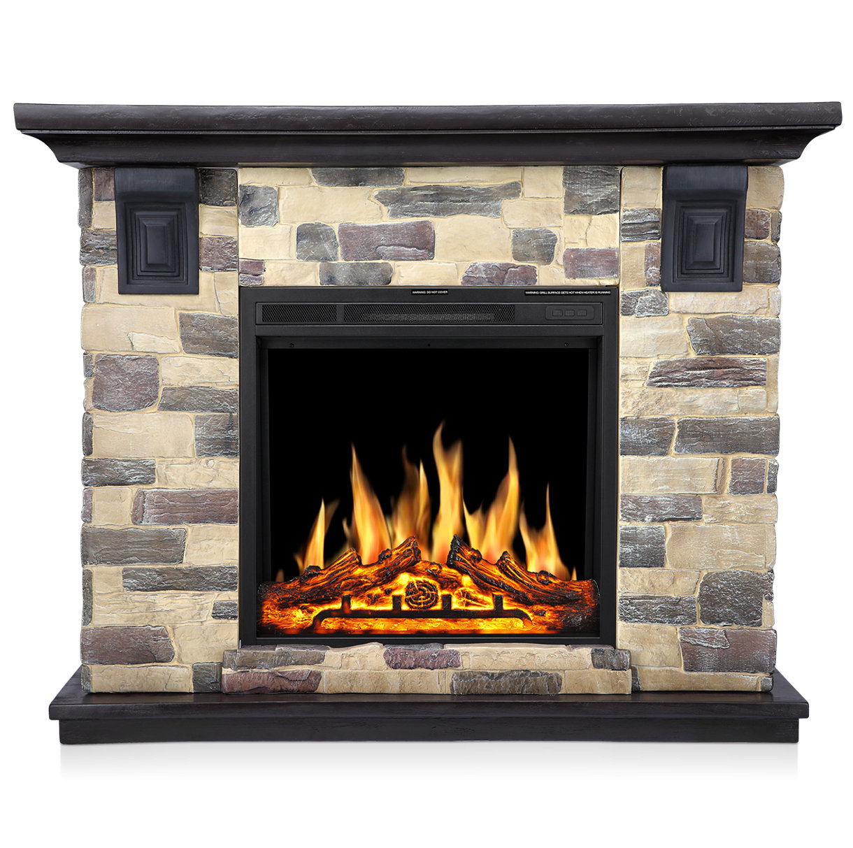 ELECTACTIC 50 Inch Electric Freestanding Stone Fireplace Heater Tv ...